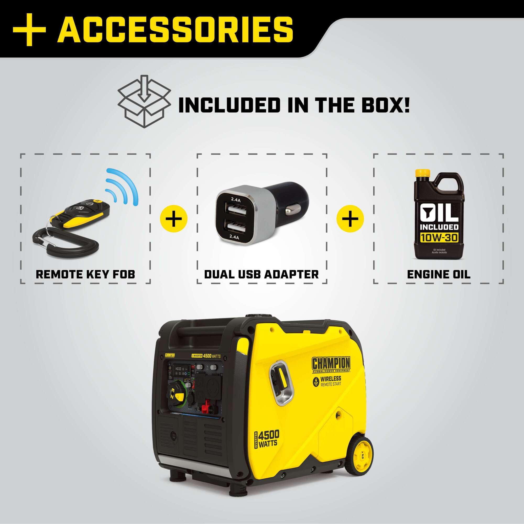Champion Power Equipment, 4500/3500w Inverter Generator Ele Start CO ...