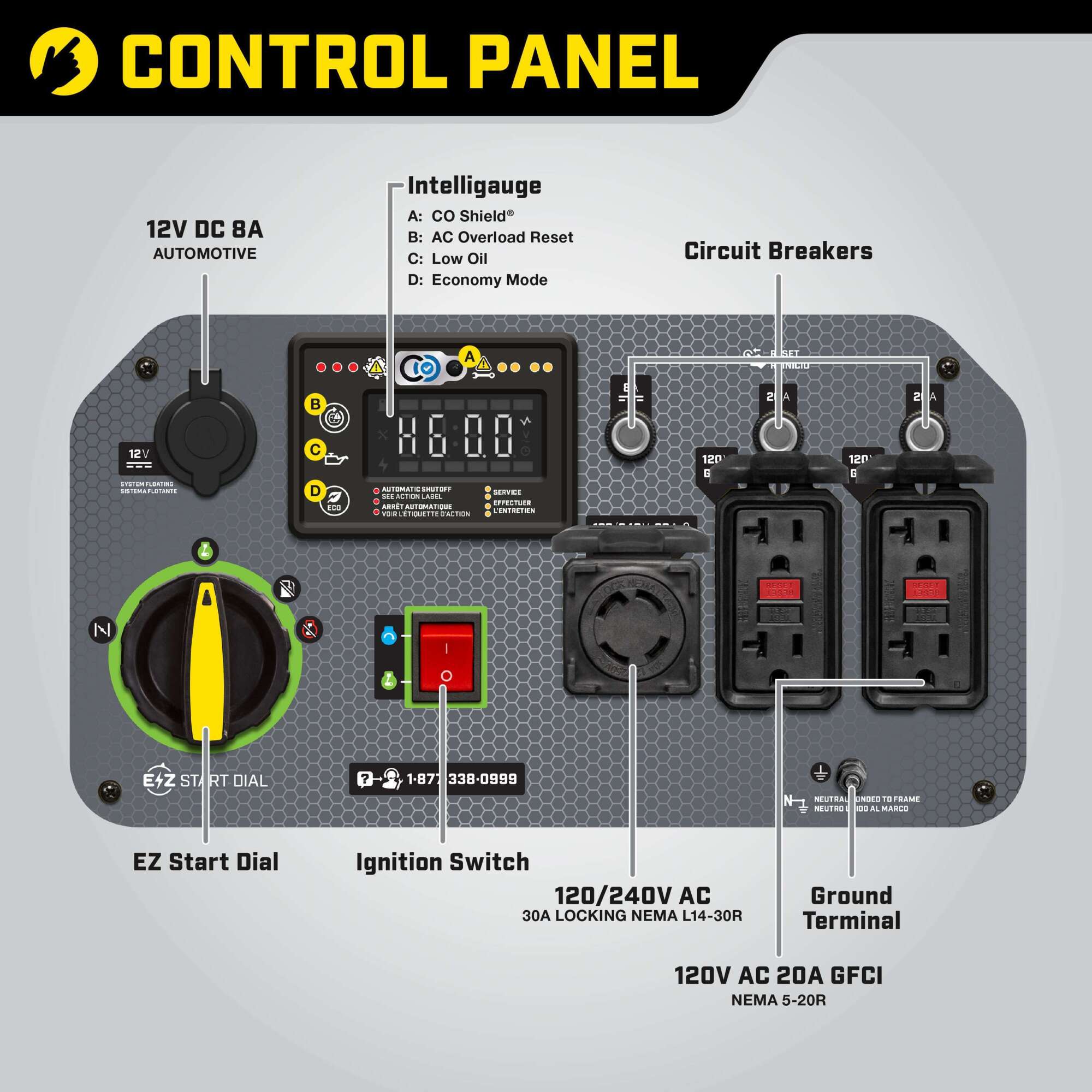 Champion Power Equipment, 8500/7000w Inverter Generator Ele Start CO ...