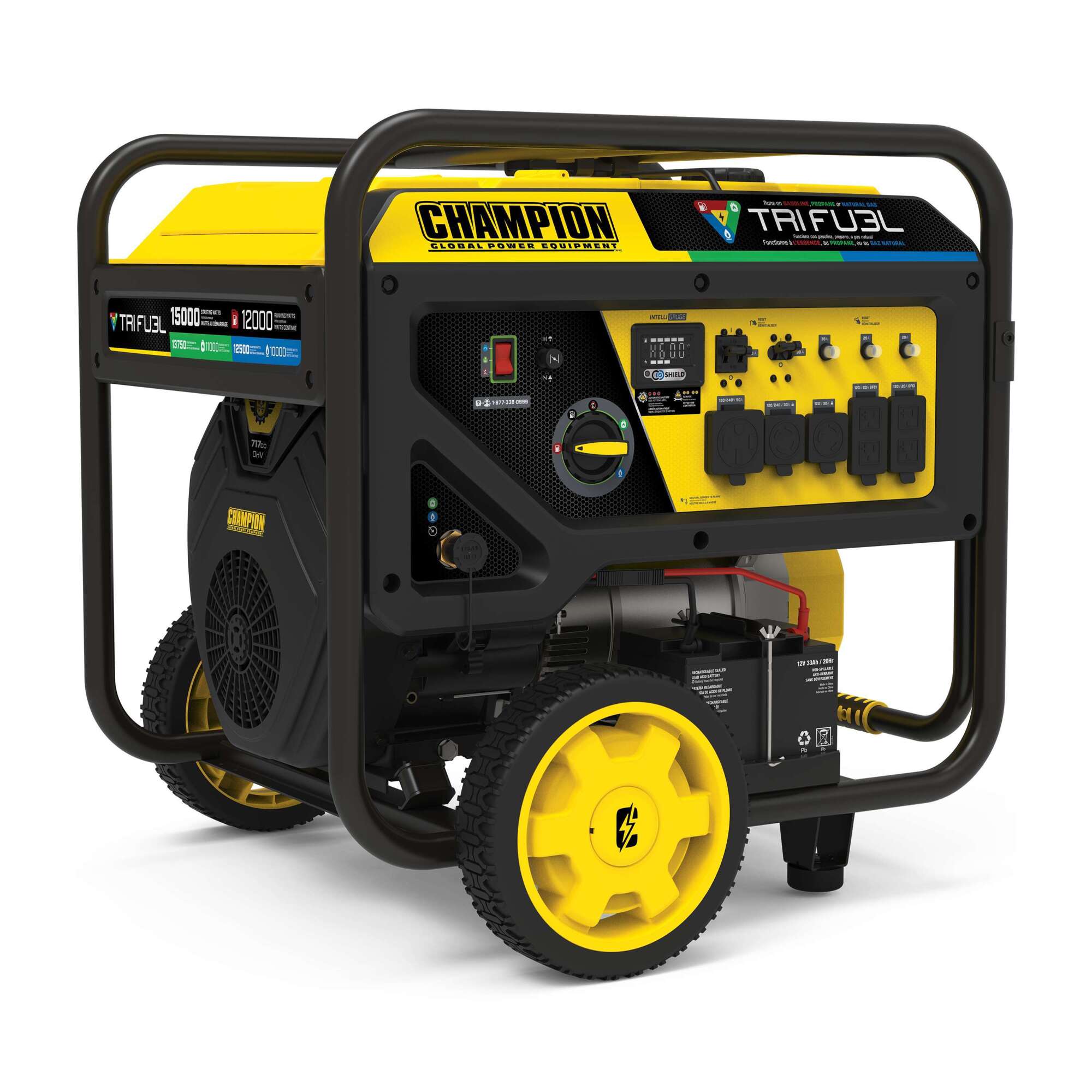 Champion Power Equipment, 15000/12000w Tri Fuel Portable Generator CO Shield, Surge Watts 15000 ...