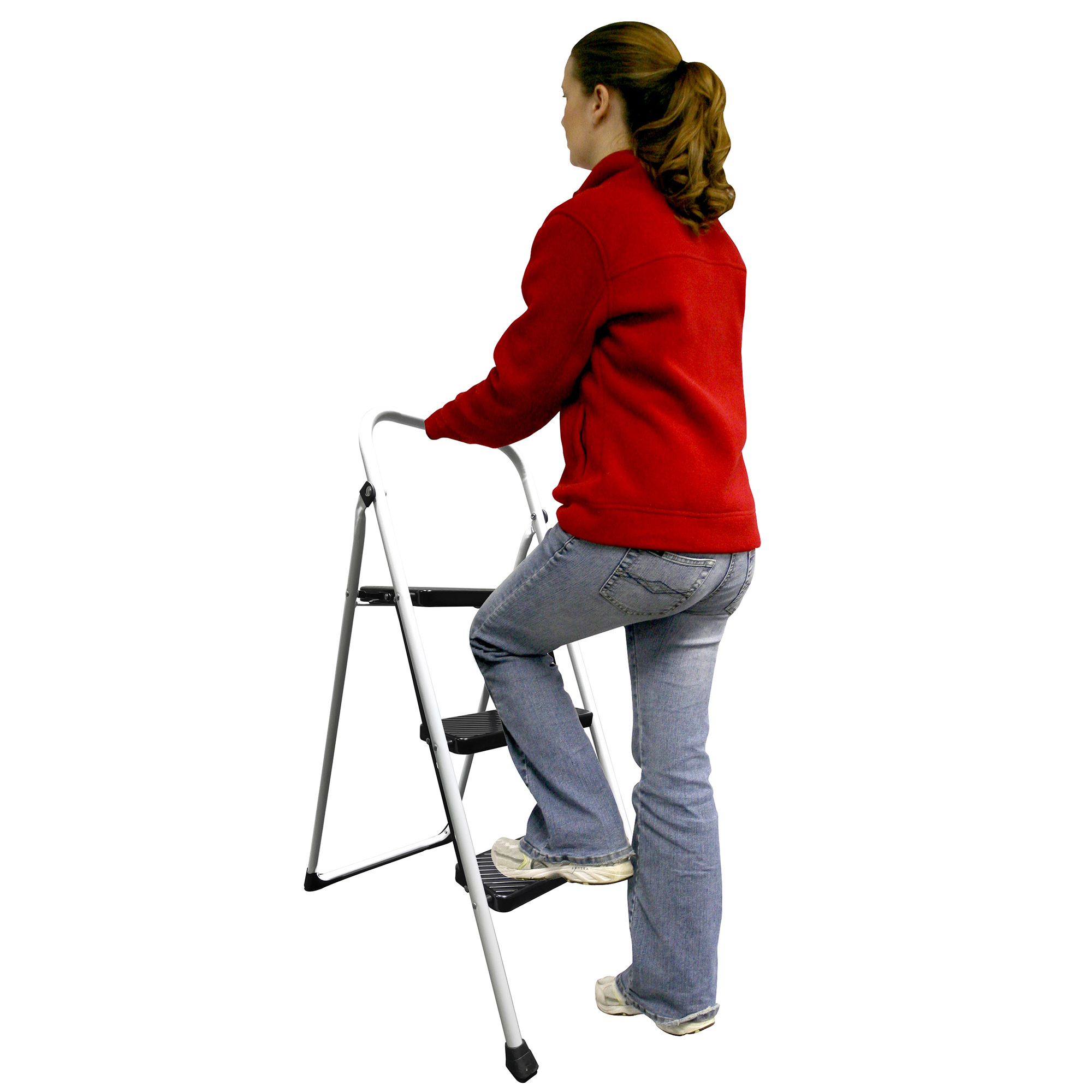 AMERIHOME, Three Step Folding Utility Step Ladder, Height 41 ft ...
