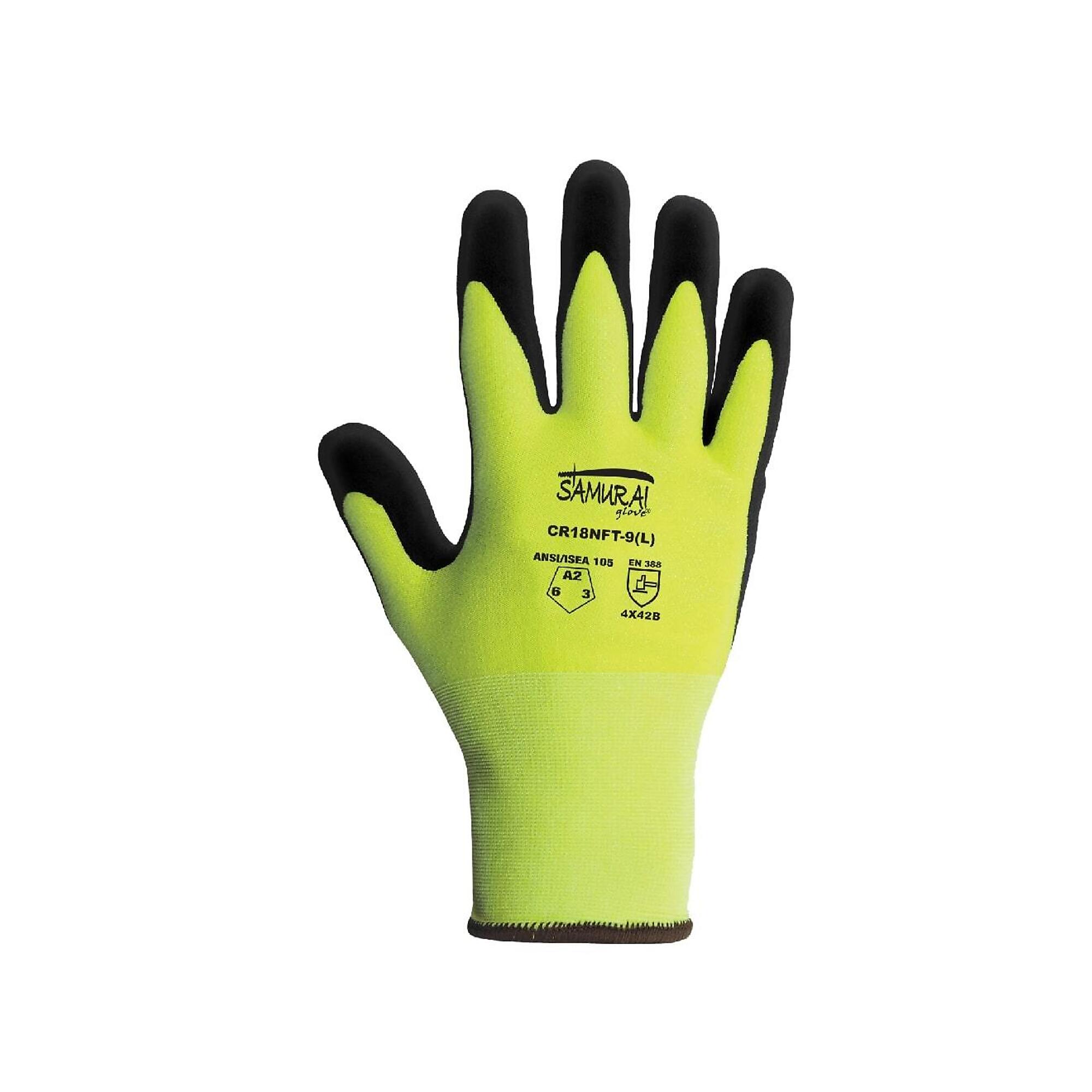 Global Glove Samurai Glove®, 18ga UHMWPE, Nitrile Coat, A4 Cut Resist Gloves - 12 Pairs, Size M ...