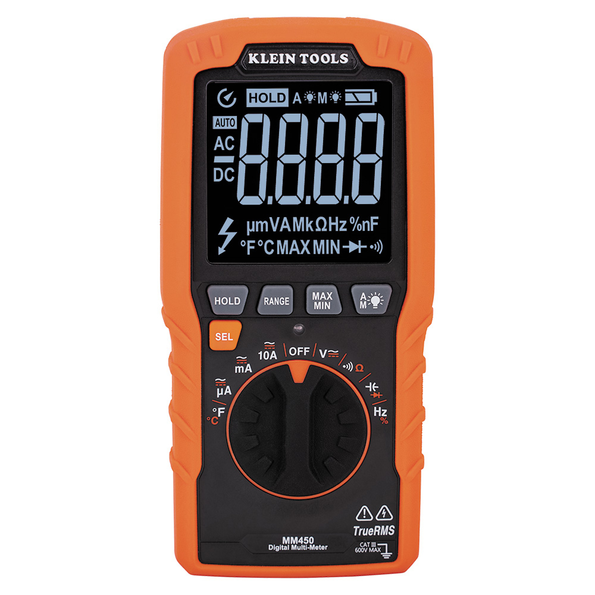 Klein Tools, Slim Digital Multimeter, 600V, Temp, Model# MM450 ...