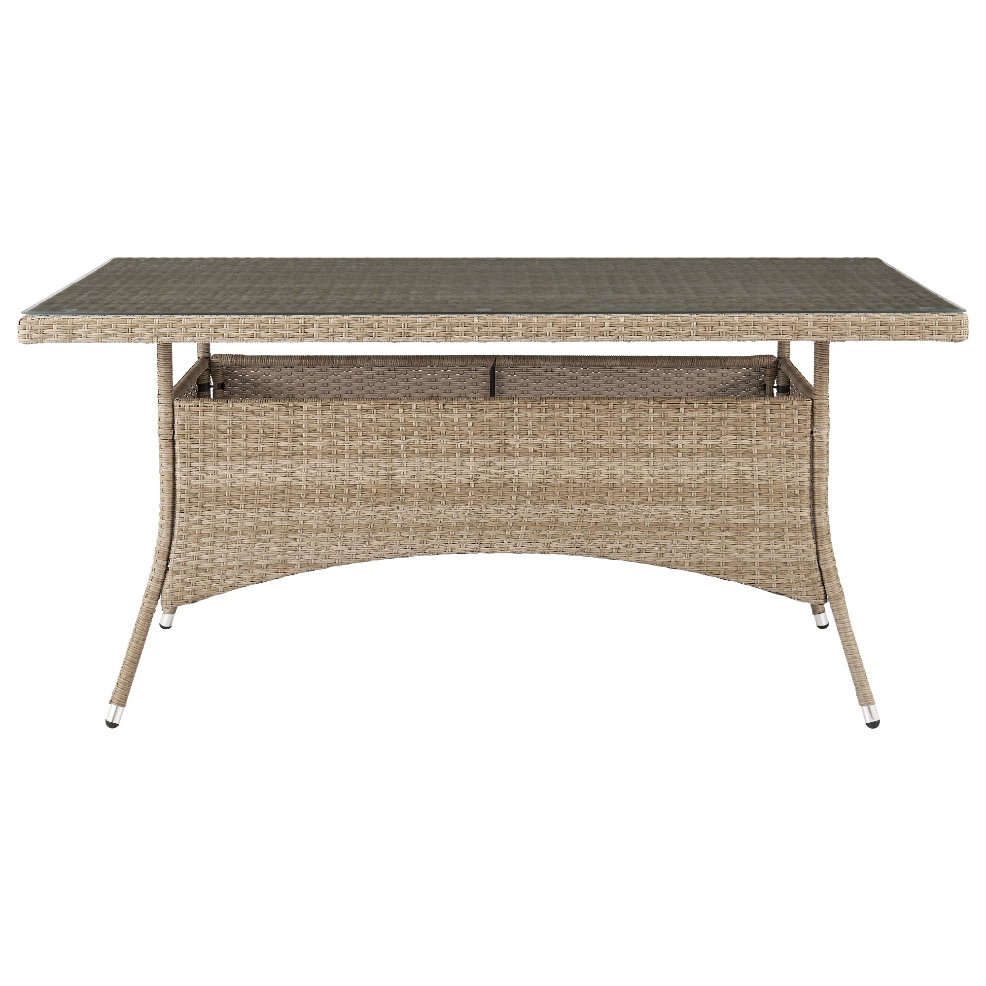 Manhattan Comfort, Genoa Patio Dining Table with Glass Top Nature Tan ...