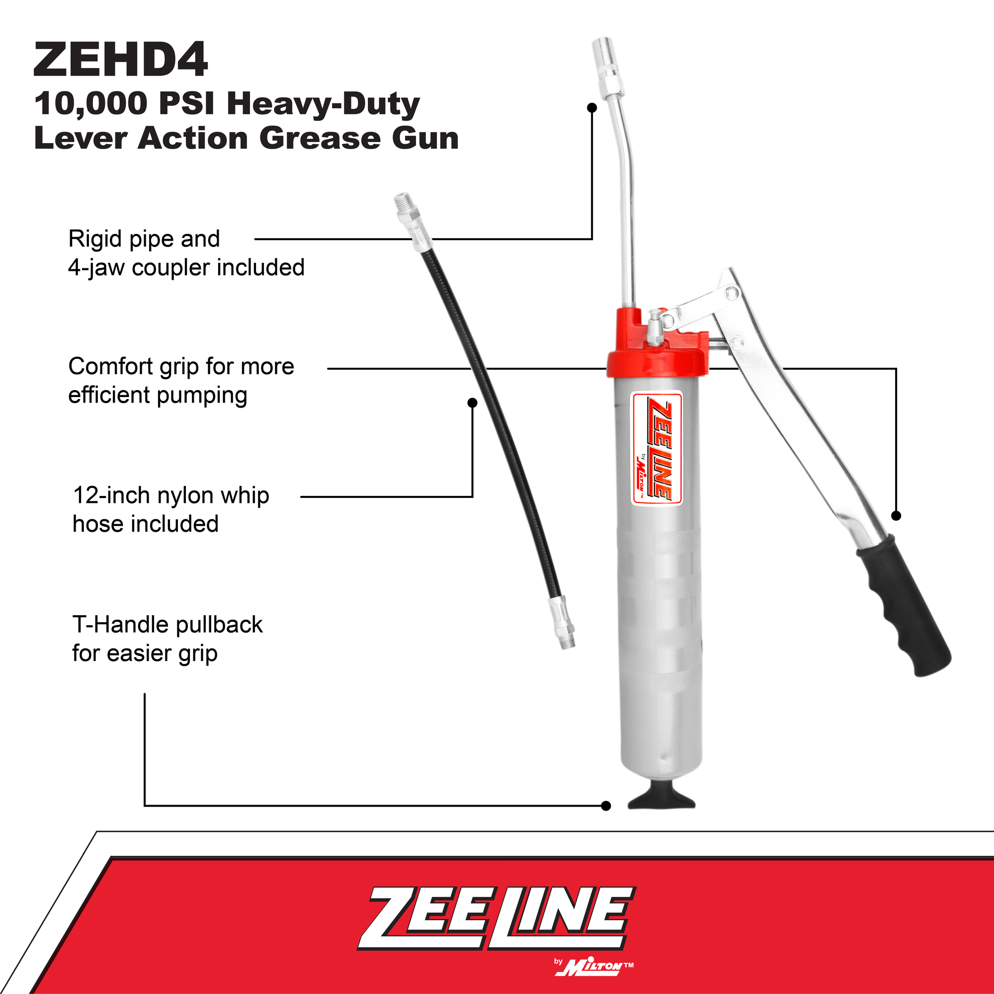 Zee Line, 10000 PSI Heavy-Duty Lever Action Grease Gun, Max. PSI 10000 ...