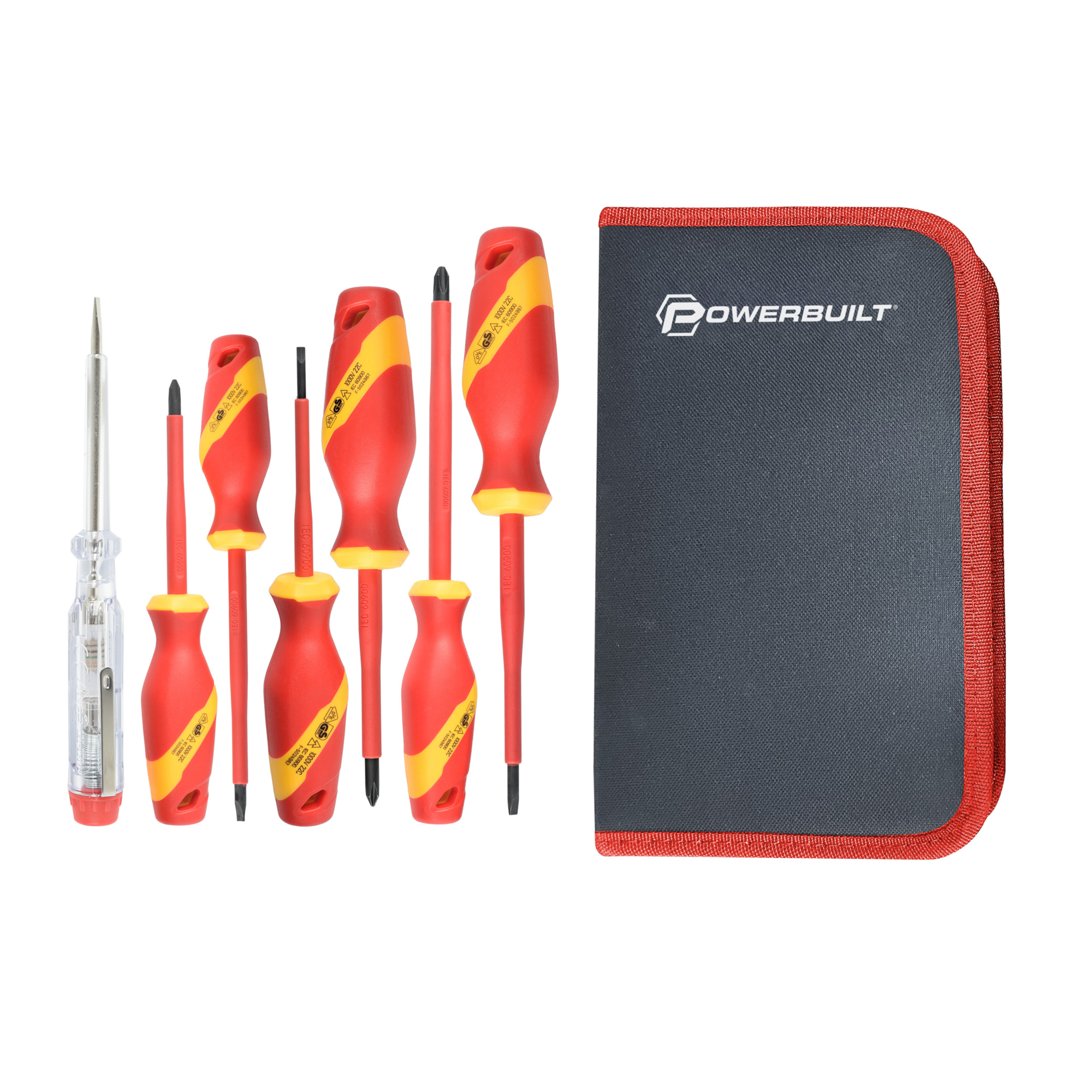 Powerbuilt, 7 Piece VDE Screwdriver Set with Zipper Pouch, Pieces (qty.) 7 Model# 642936 ...