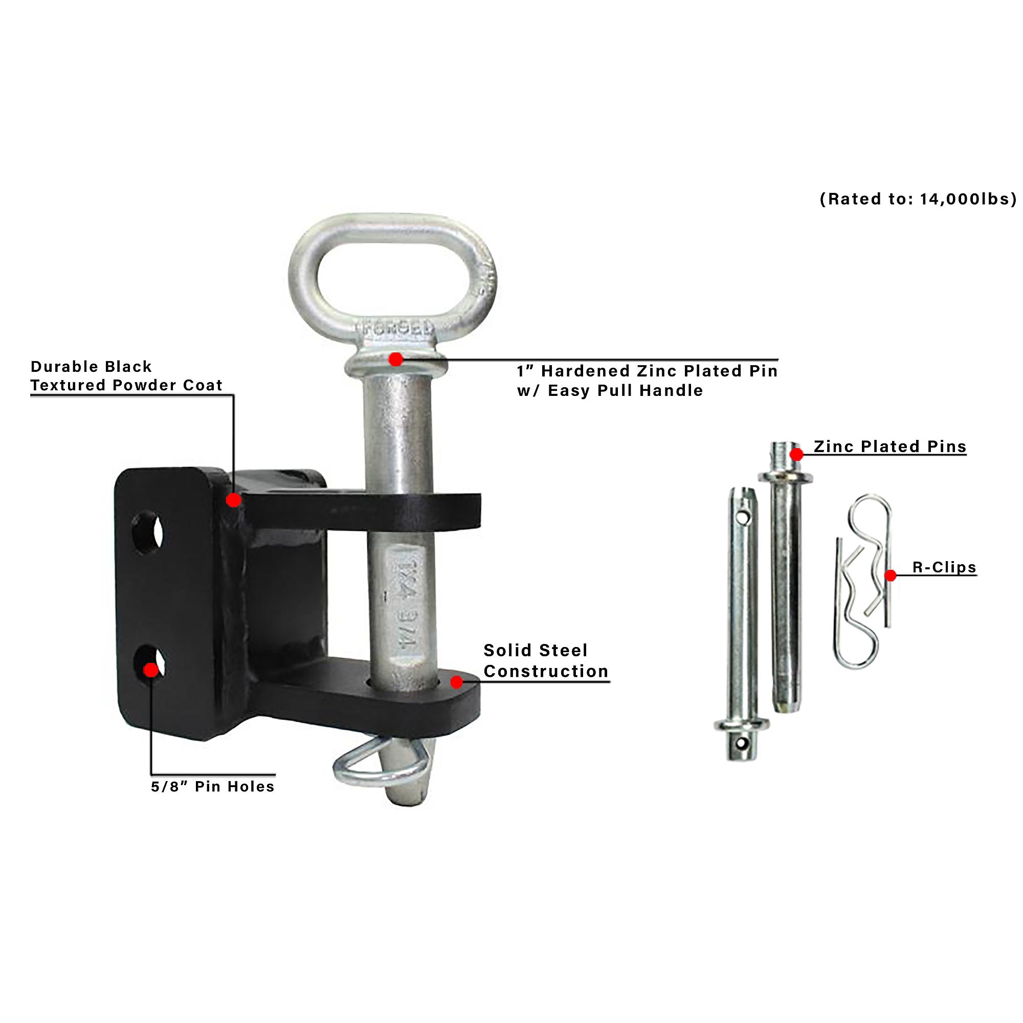 BulletProof Hitches, MEDIUM DUTY 2-TANG CLEVIS WITH 1in. PIN, Fits ...