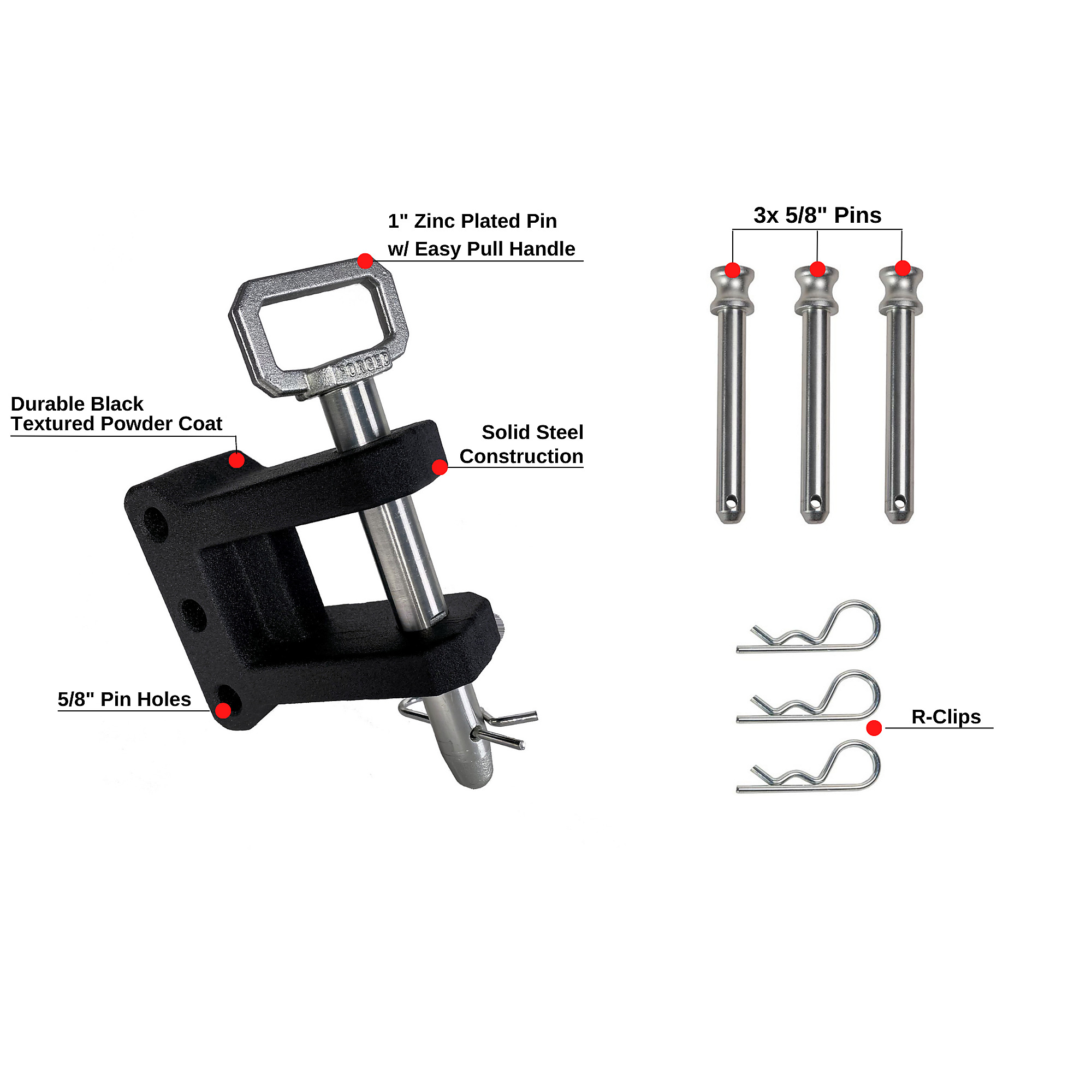 BulletProof Hitches, HEAVY DUTY 2-TANG CLEVIS WITH 1in. PIN, Fits ...