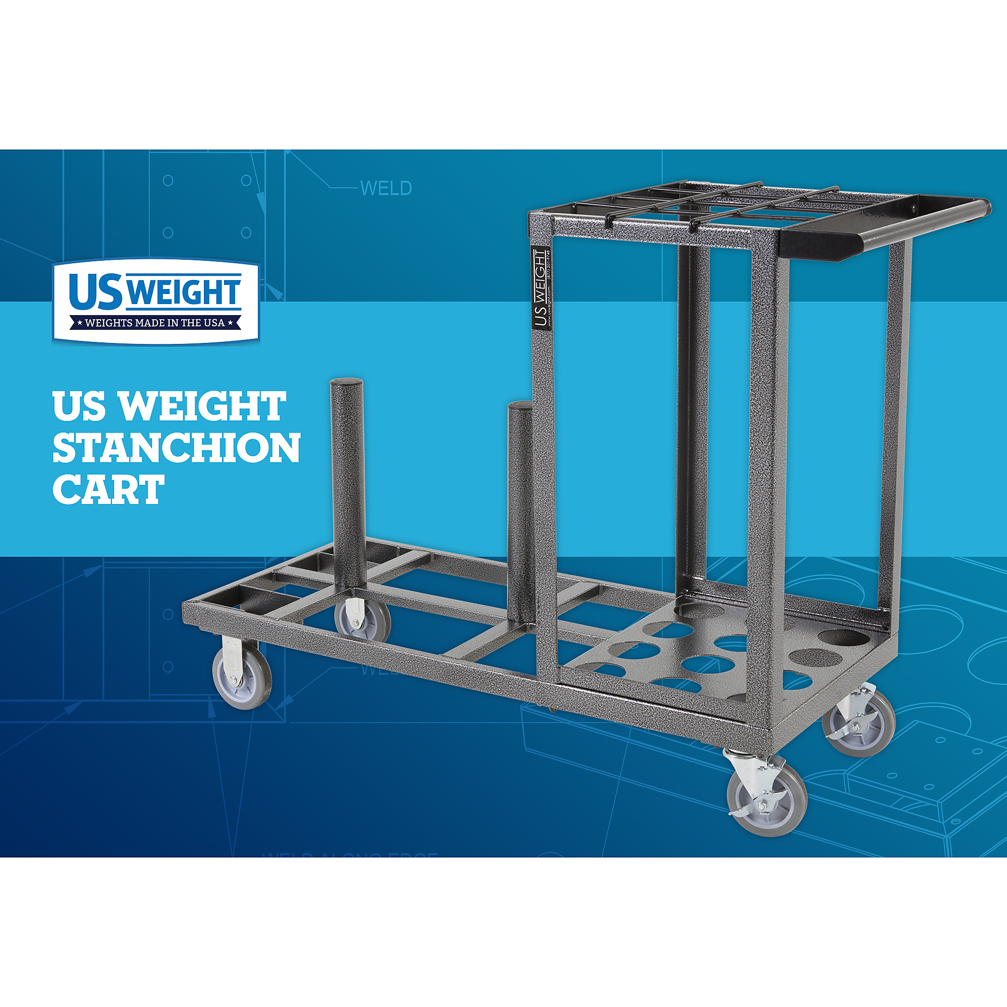 US Weight, Steel Stanchion Cart - Holds 12 Stanchions, Model# U2509 ...