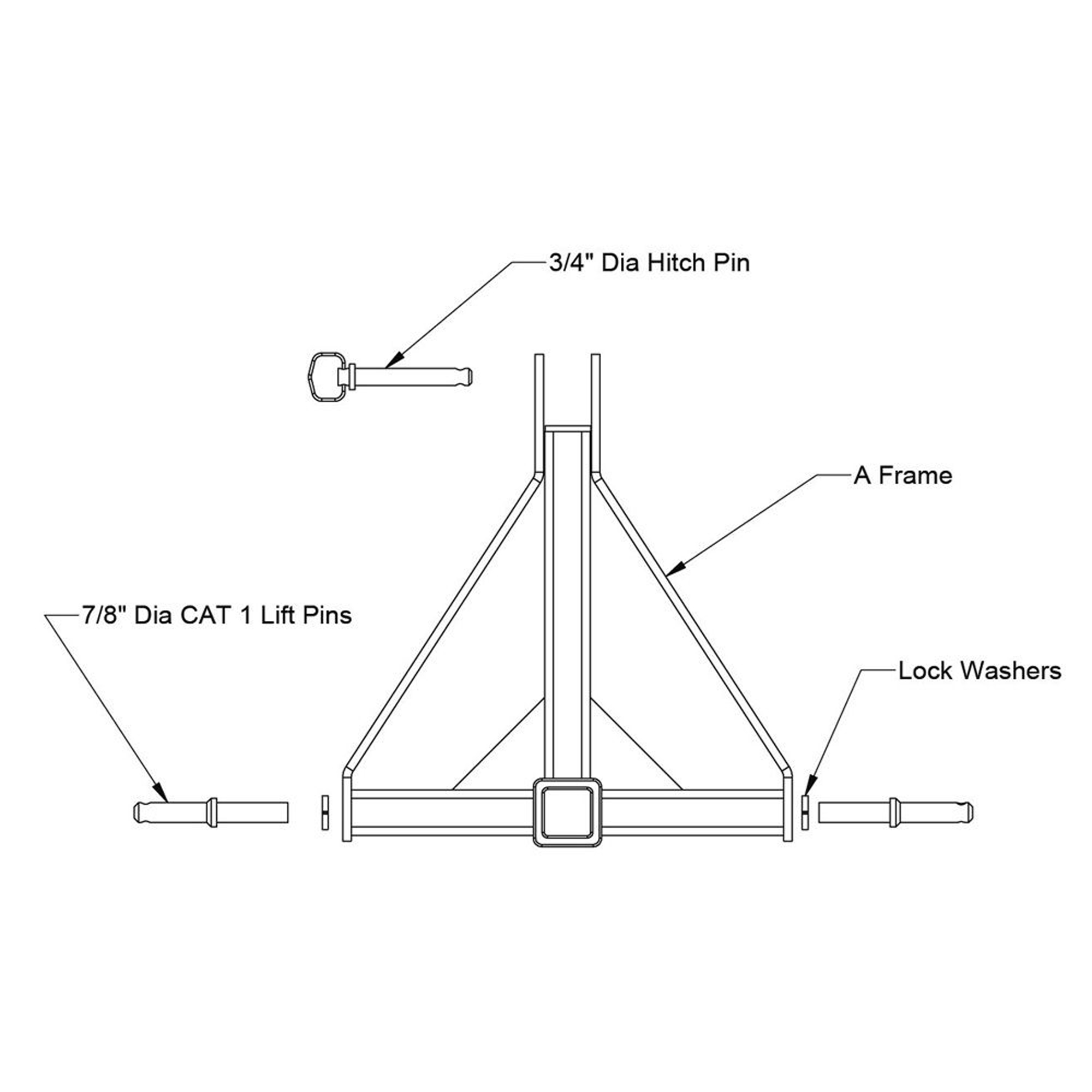 Rigid Hitch, 3-Point Hitch, 3000 lb Rating, CAT-1 Model# RHA-001 ...