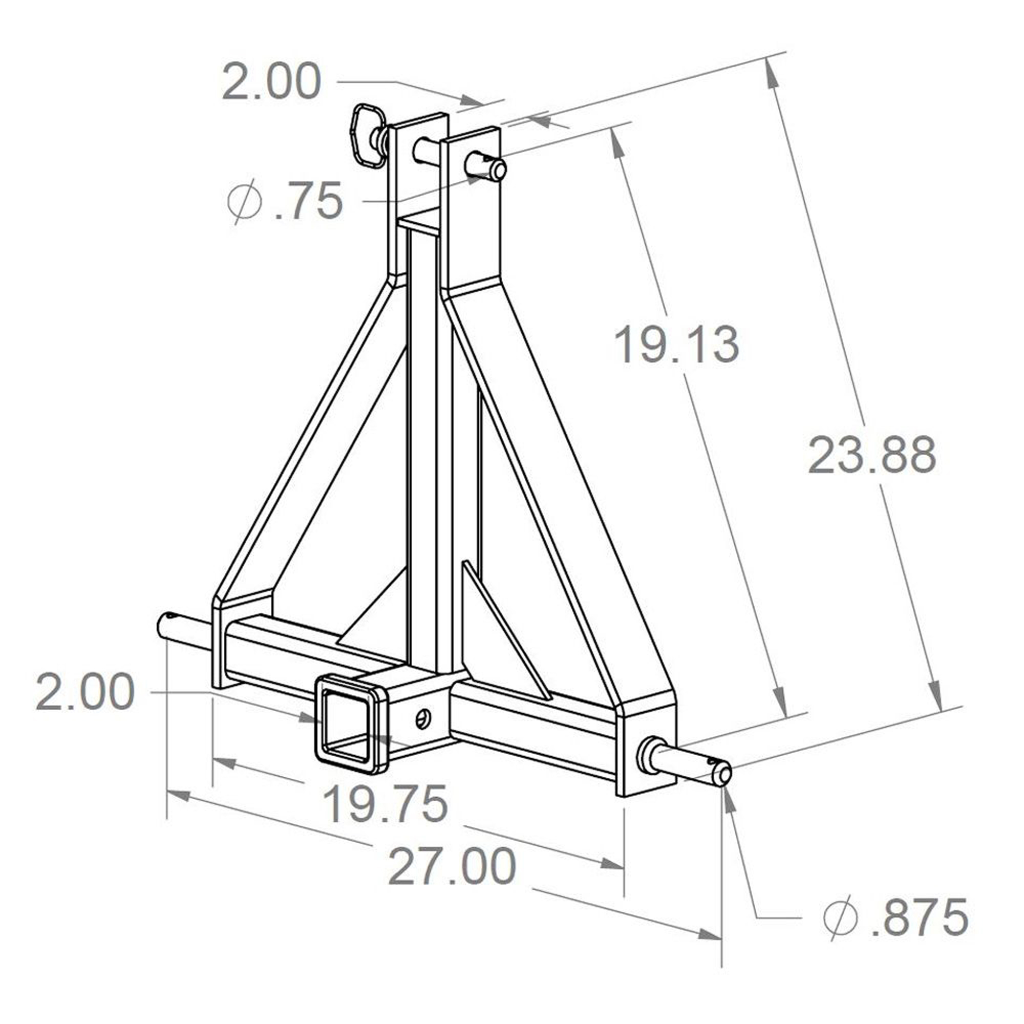 Rigid Hitch, 3-Point Hitch, 3000 lb Rating, CAT-1 Model# RHA-001 ...