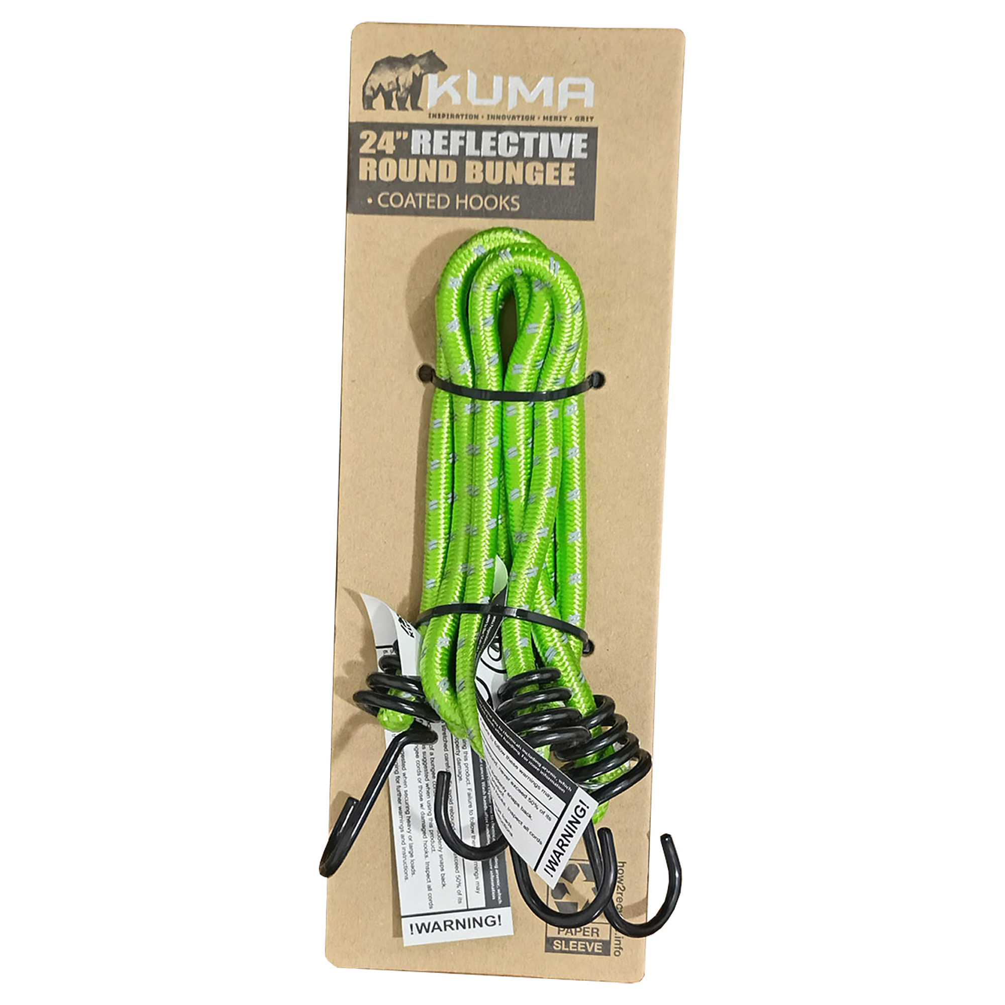 Kuma, 24in. Round Bungee 2pk., Reflective, Coated Hooks, Straps (qty ...