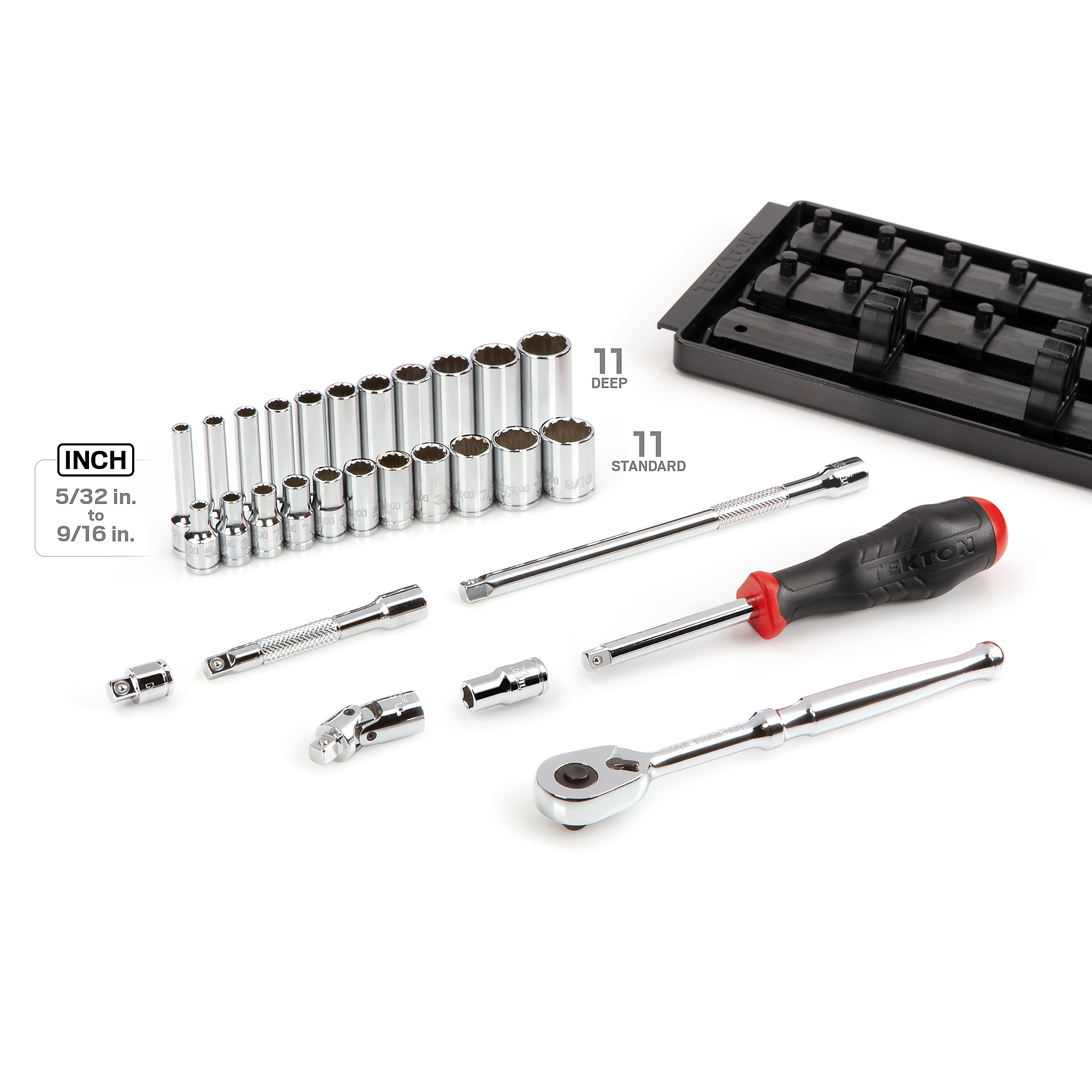 Tekton, 29-pc 1/4in. Drive 12-Point Socket and Ratchet Set, Model ...