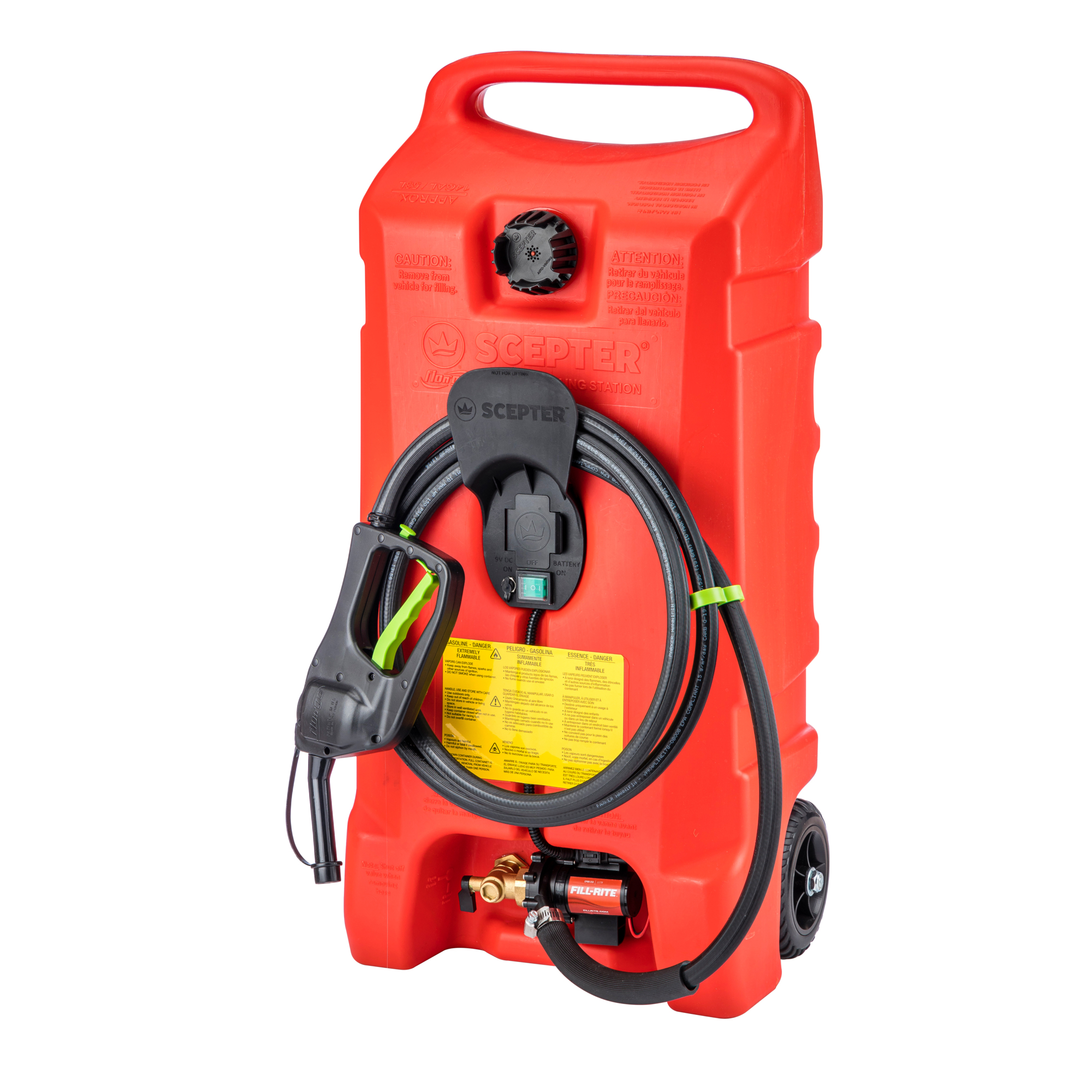 Flo n' Go Duramax Scepter, 14-Gal Powered Gas Caddy with 6 GPM Fill ...