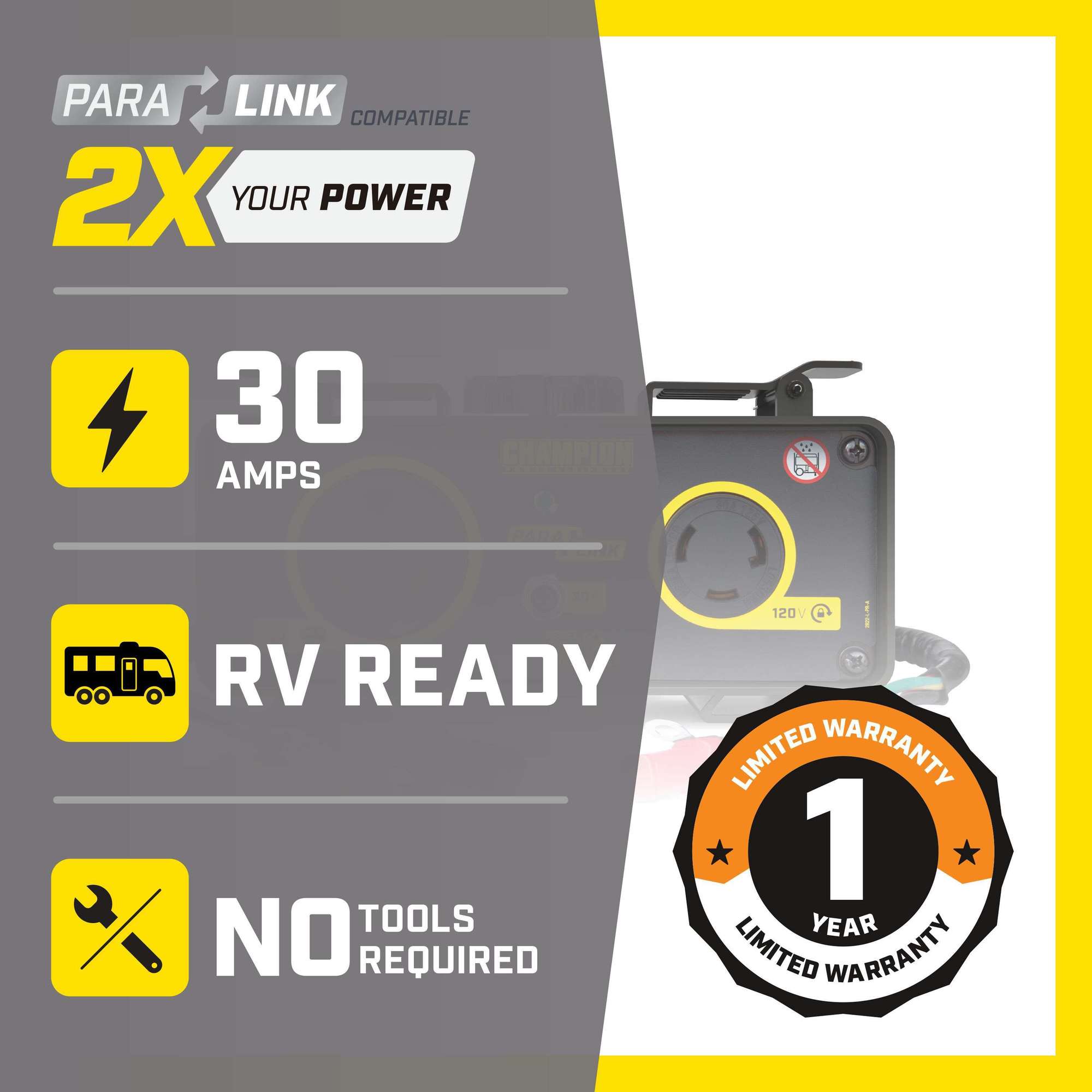 Champion Power Equipment, 2000w-2500w Inverter Generator Parallel Cable ...