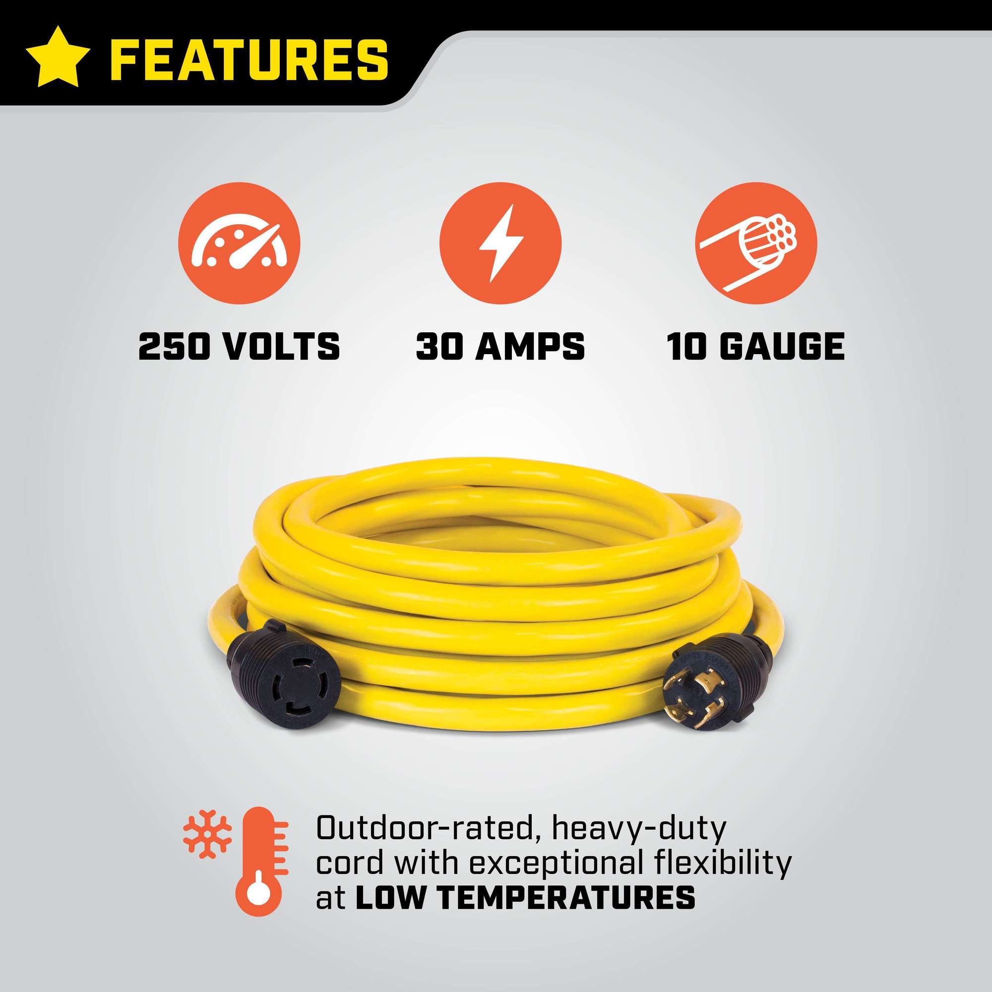 Champion Power Equipment, 25ft. Generator Cord 30amp L14-30P to L14-30R ...