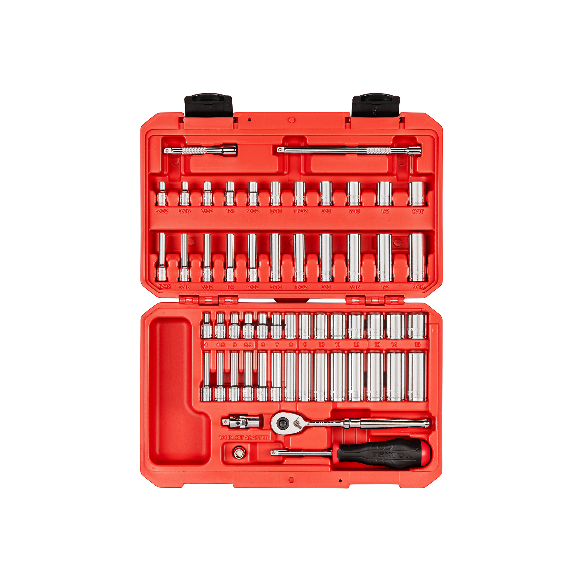 Tekton, 56-pc 1/4in. Drive 12-Point Socket and Ratchet Set, Pieces (qty ...