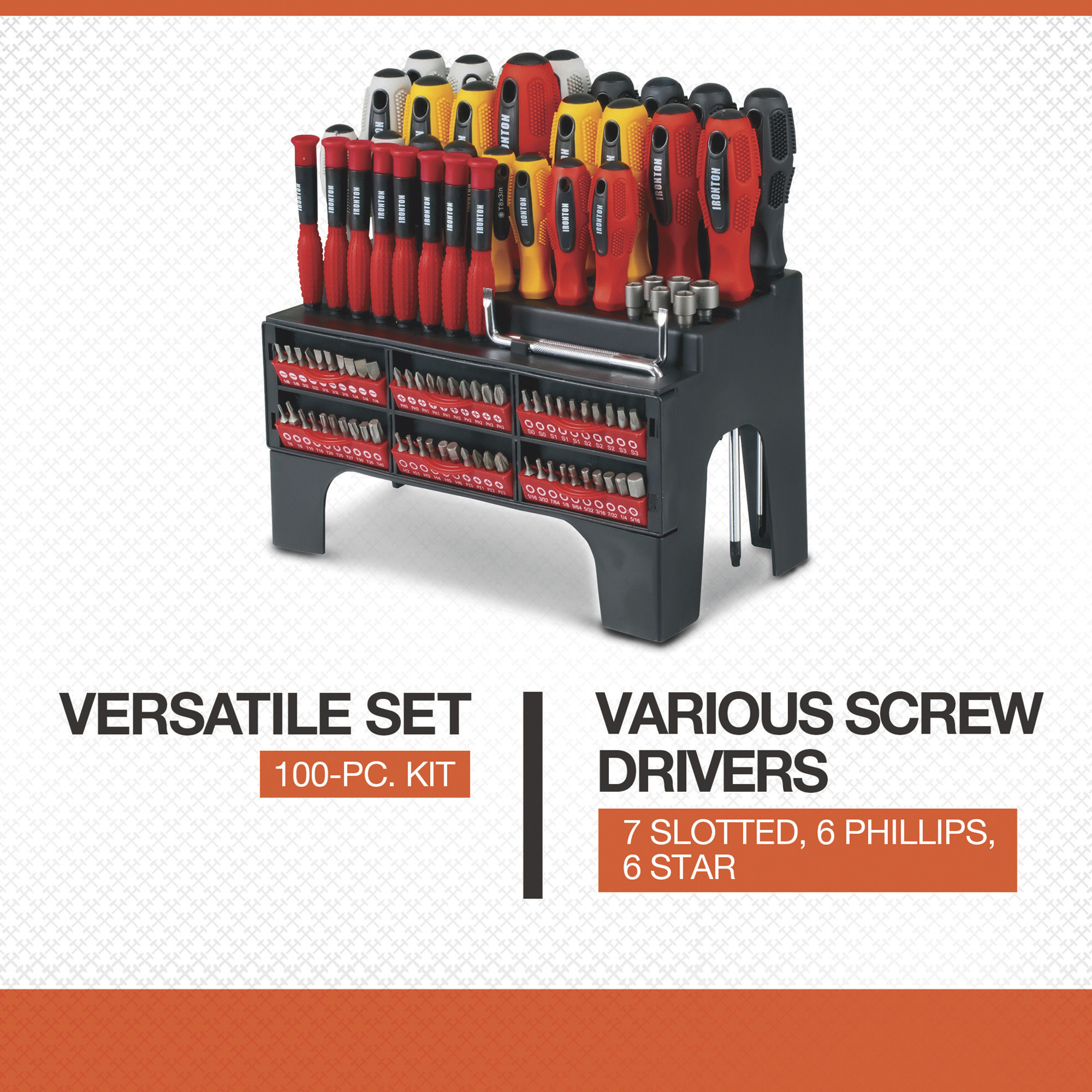 Ironton Screwdriver Bit Set with Storage Rack, 100-Pc. | Northern Tool