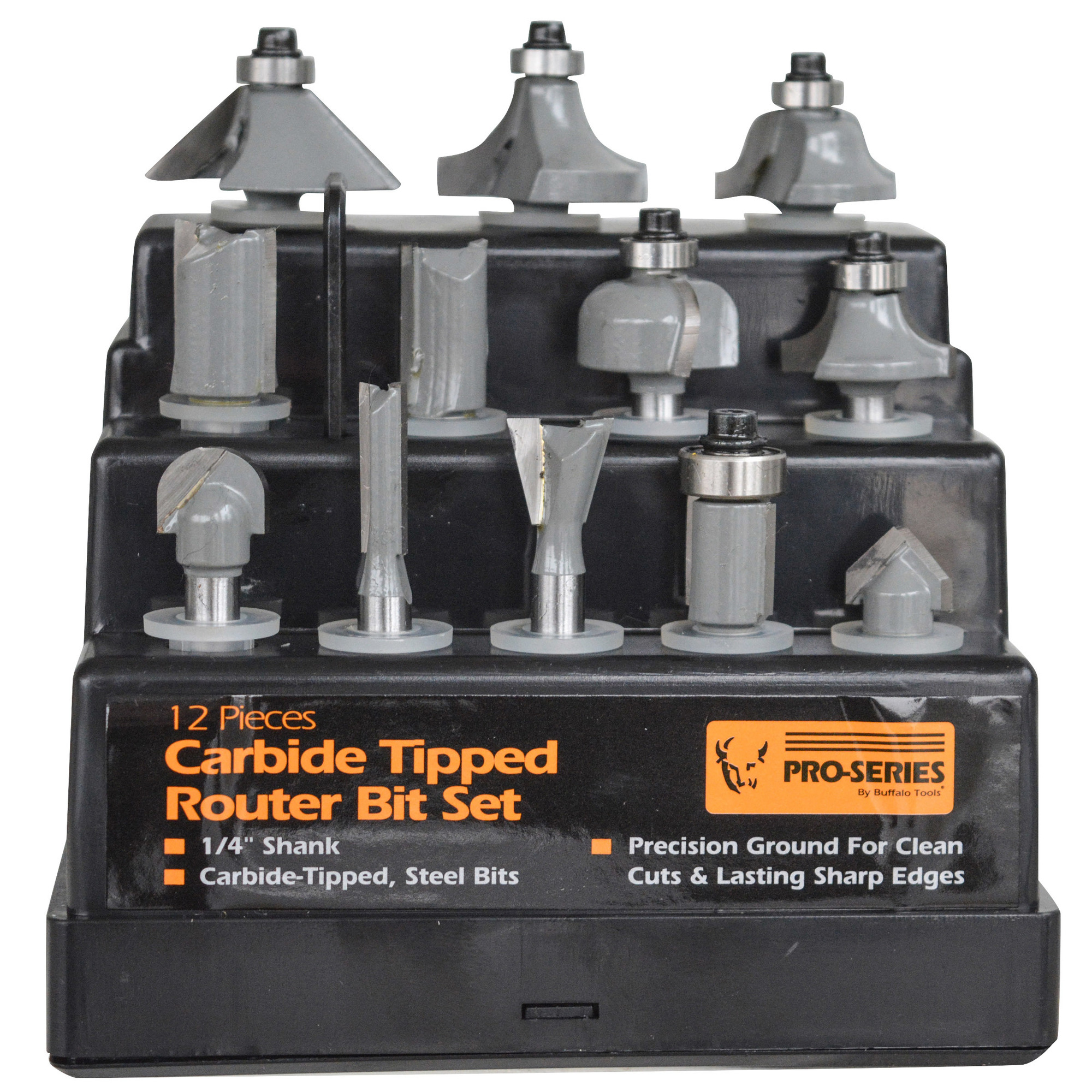 ProSeries, 12 Piece Router Bit Set, Shank Size 1/4 in, Bit Diameter ...