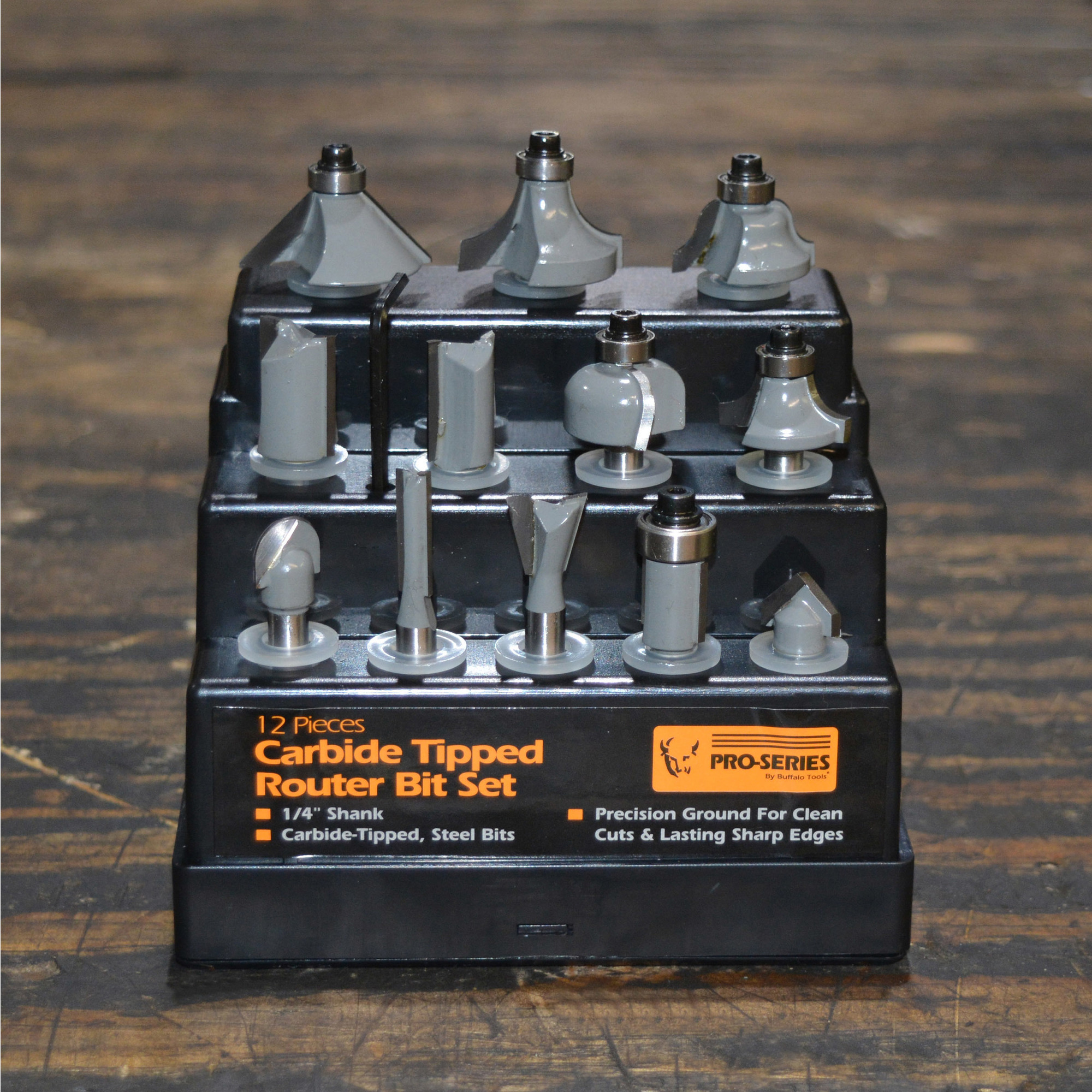 ProSeries, 12 Piece Router Bit Set, Shank Size 1/4 in, Bit Diameter ...