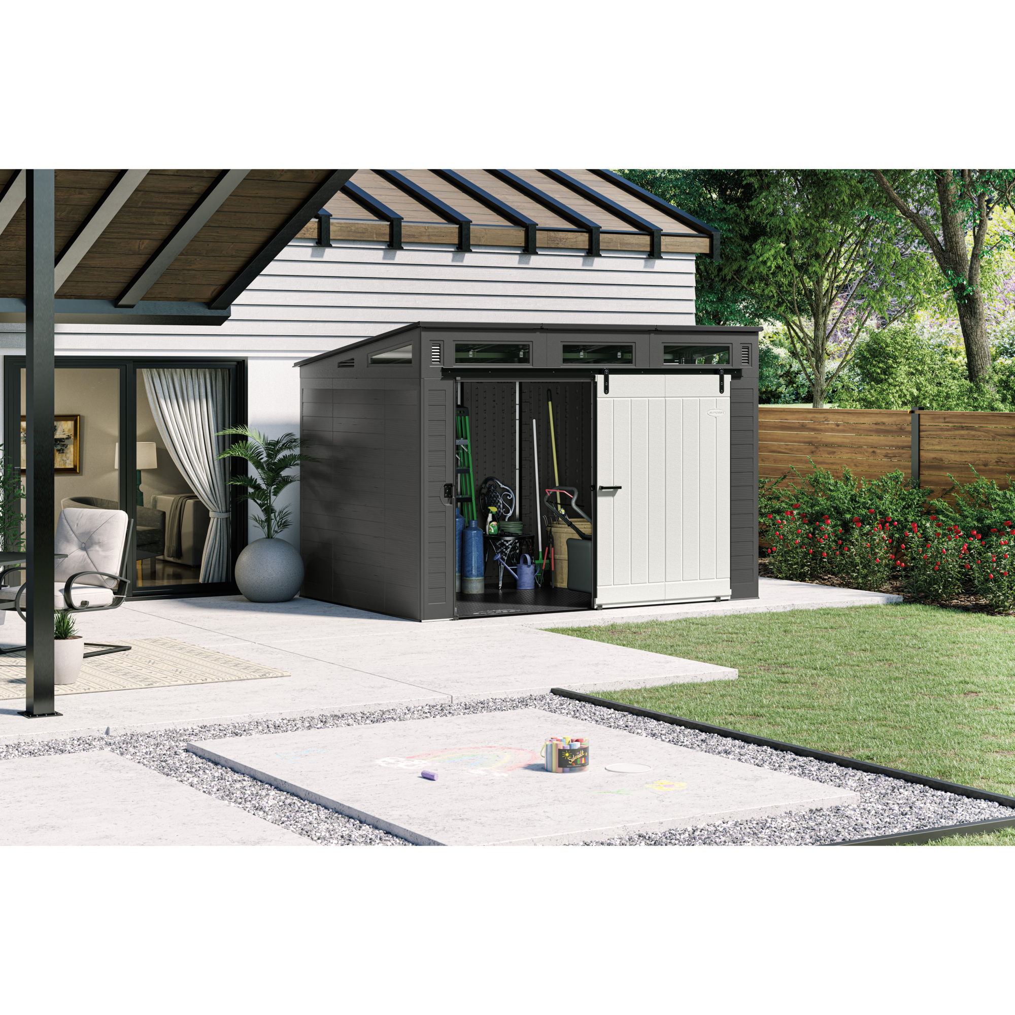 Suncast, Barn Door Storage Shed, 10x7 Center Height 89.5 ft, Canopy ...