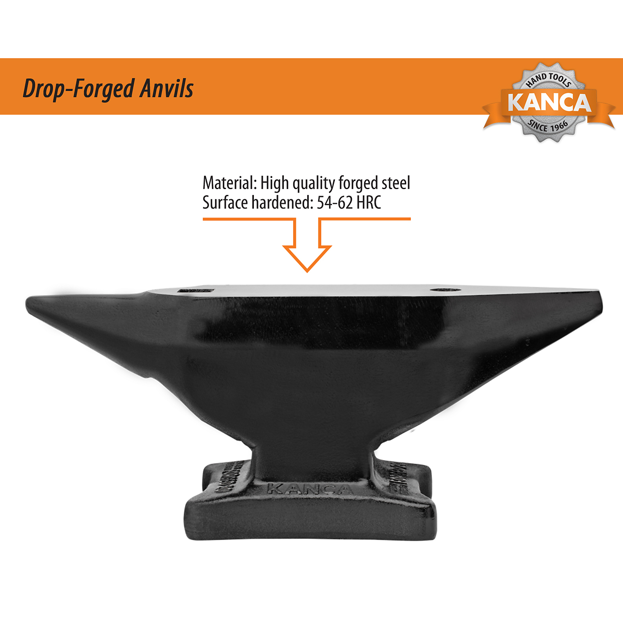 KANCA, DROP FORGED ANVIL 50 KG - 110 LBS, Face Length 21.5 in, Face ...