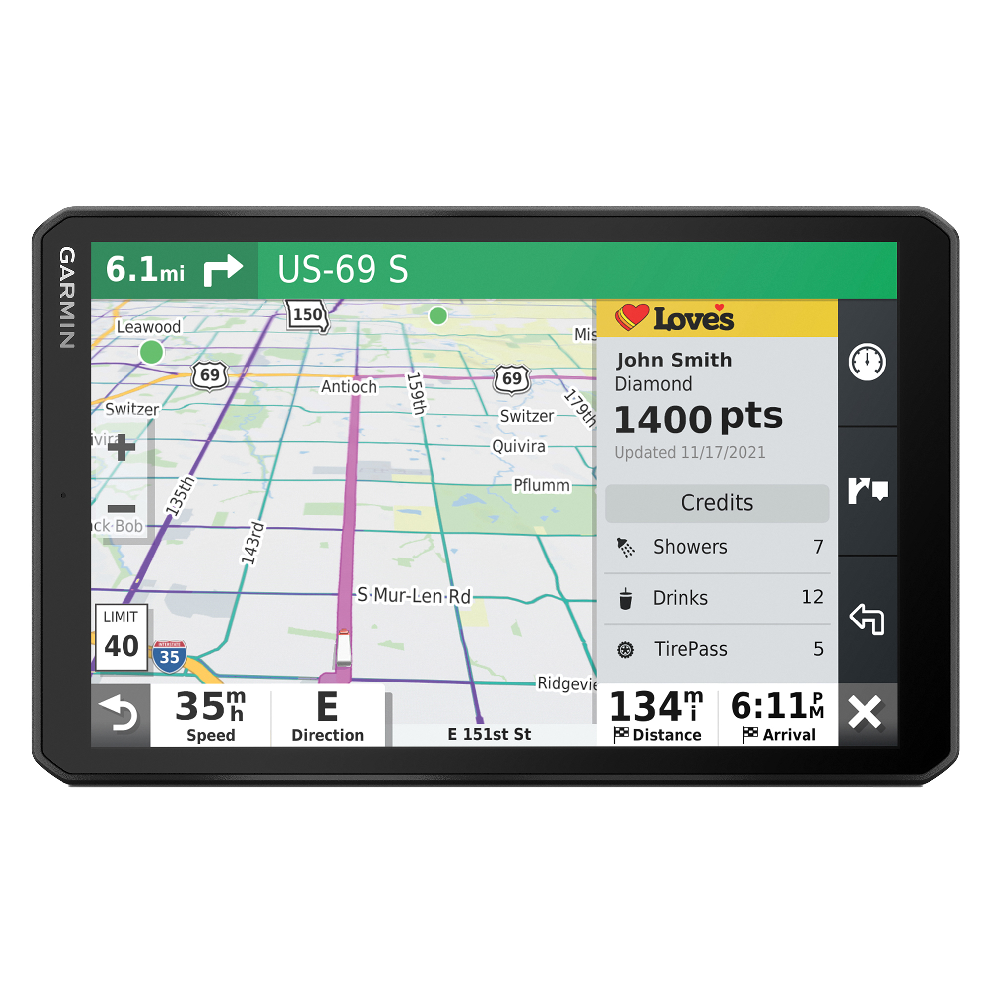 Garmin dezl™, 8in. GPS Truck Navigator, Monitor Size 8 in, Power Source ...