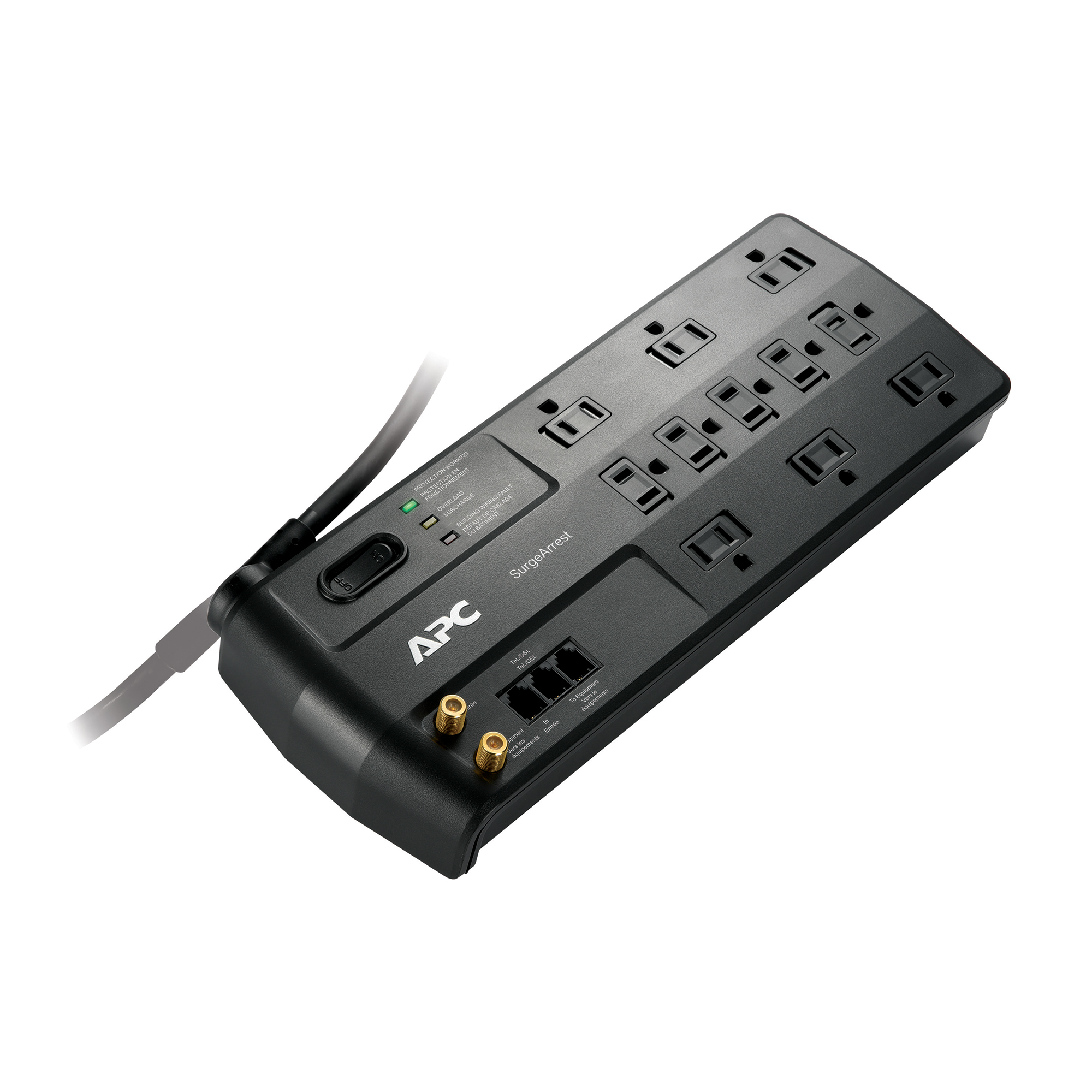 APC SurgeArrest®, 11-Outlet Surge Protector, Cord Length 8 ft, Cable ...