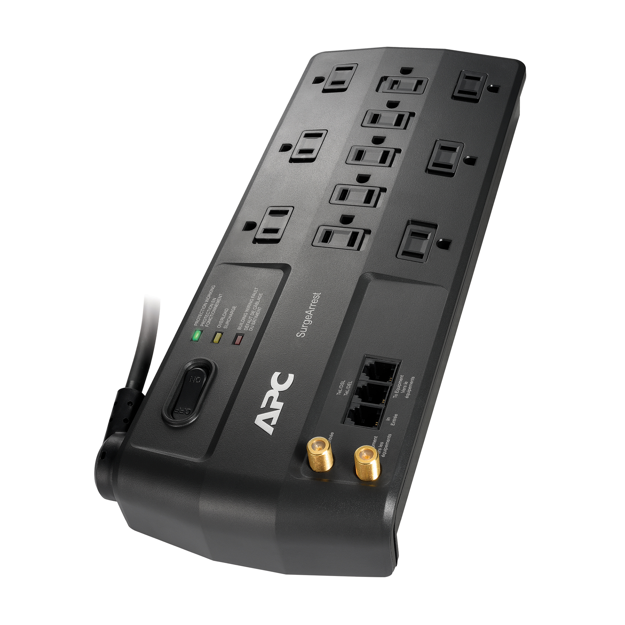 APC SurgeArrest®, 11-Outlet Surge Protector, Cord Length 8 ft, Cable ...