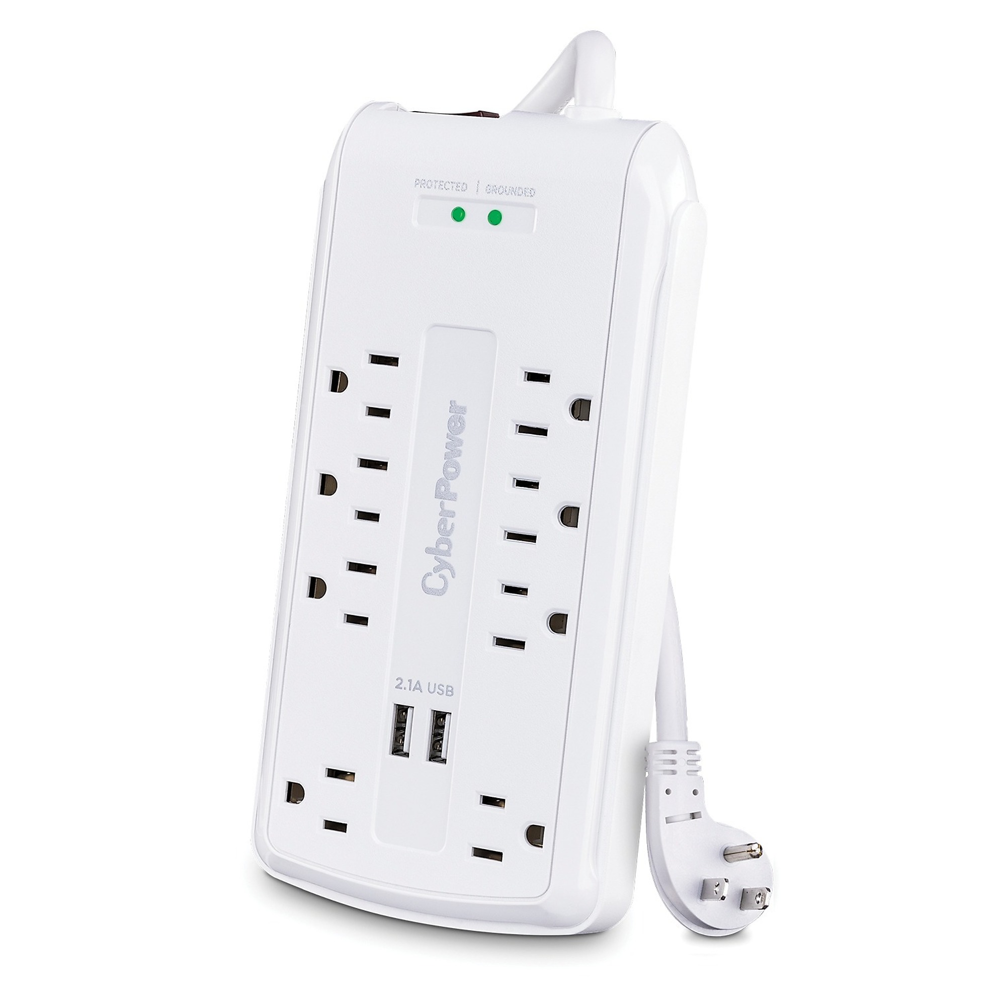 CyberPower, 8-Outlet Power Strip with 2 USB Ports, Cord Length 6 ft ...