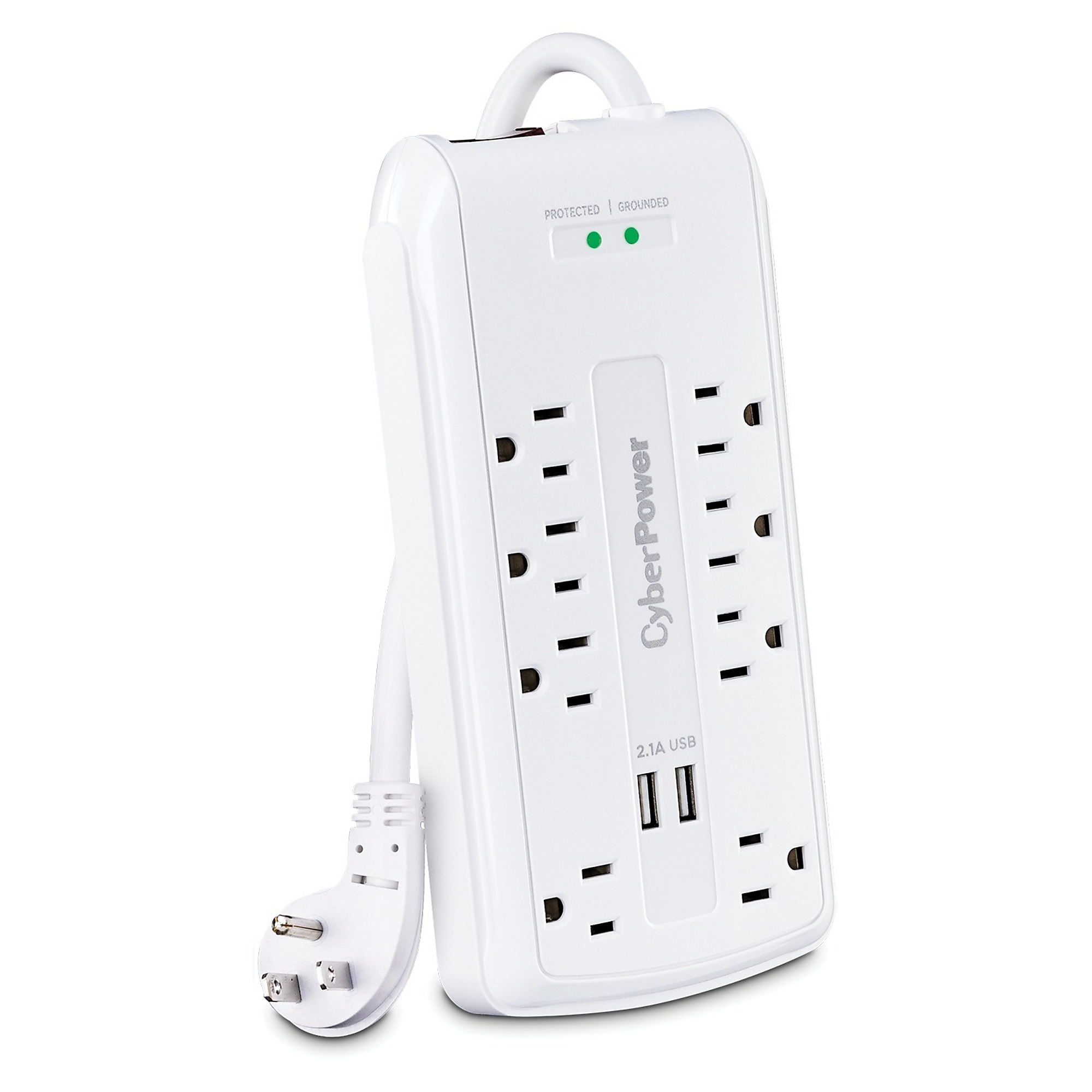 CyberPower, 8-Outlet Power Strip with 2 USB Ports, Cord Length 6 ft ...