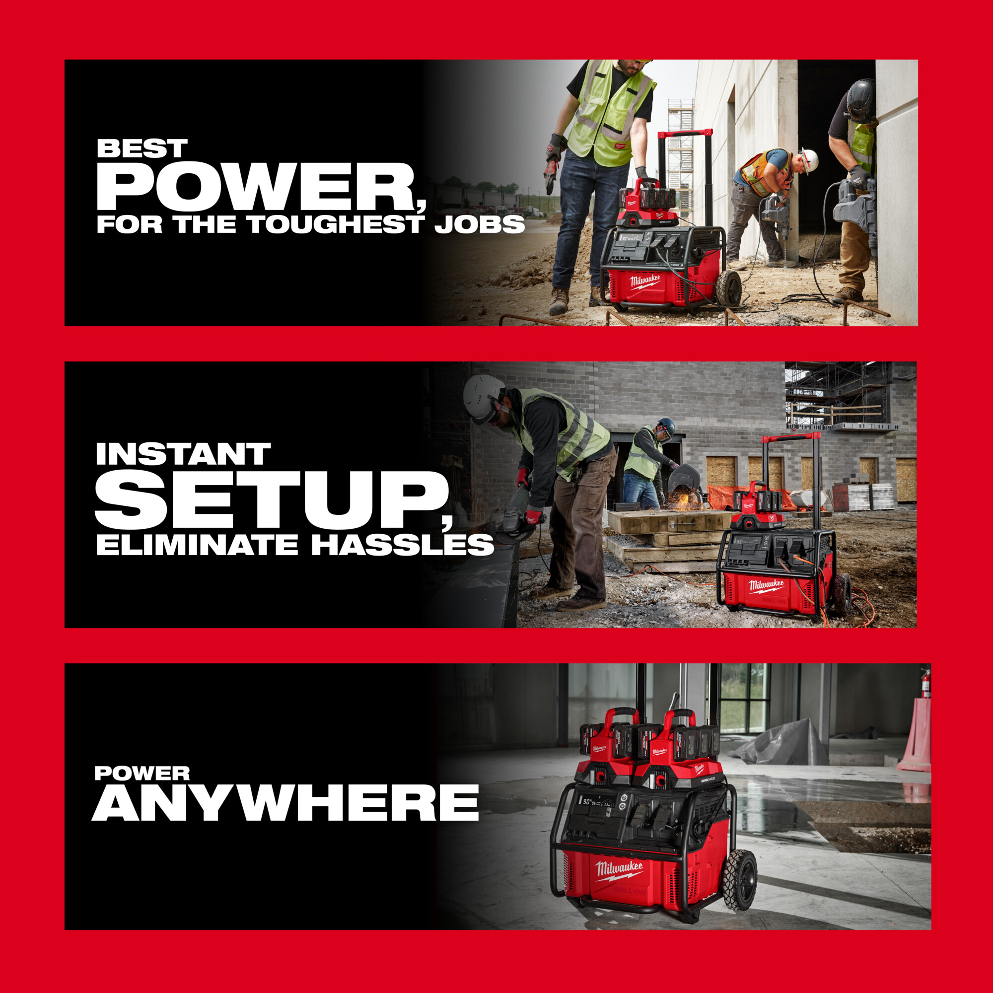 Milwaukee, ROLL-ON 3600-Watt Output/7200-Watt Peak 2.5kWh Generator ...