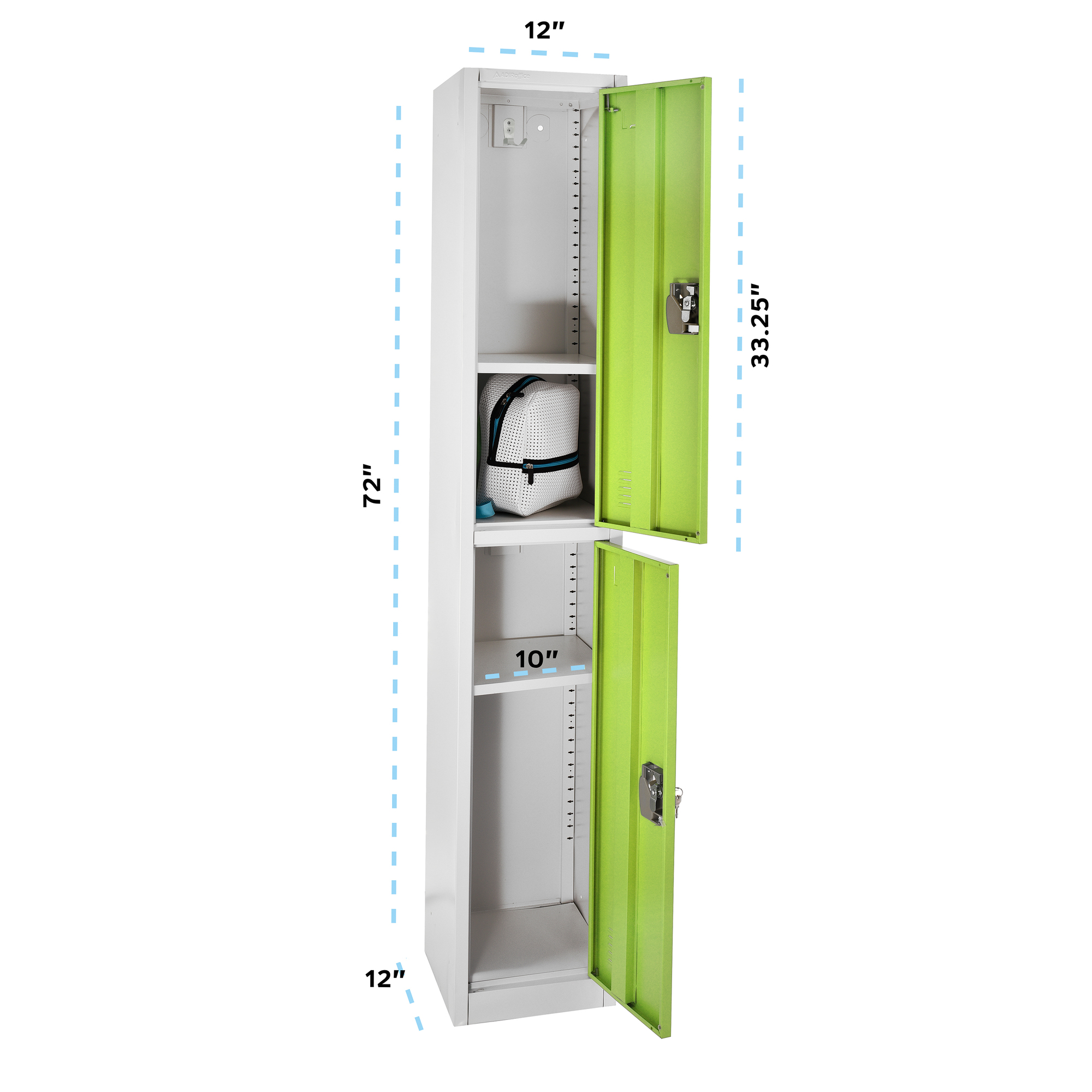 Alpine, 72in.H 2-Tier Steel Storage Locker, Green, 4-Pack, Height 72 in ...