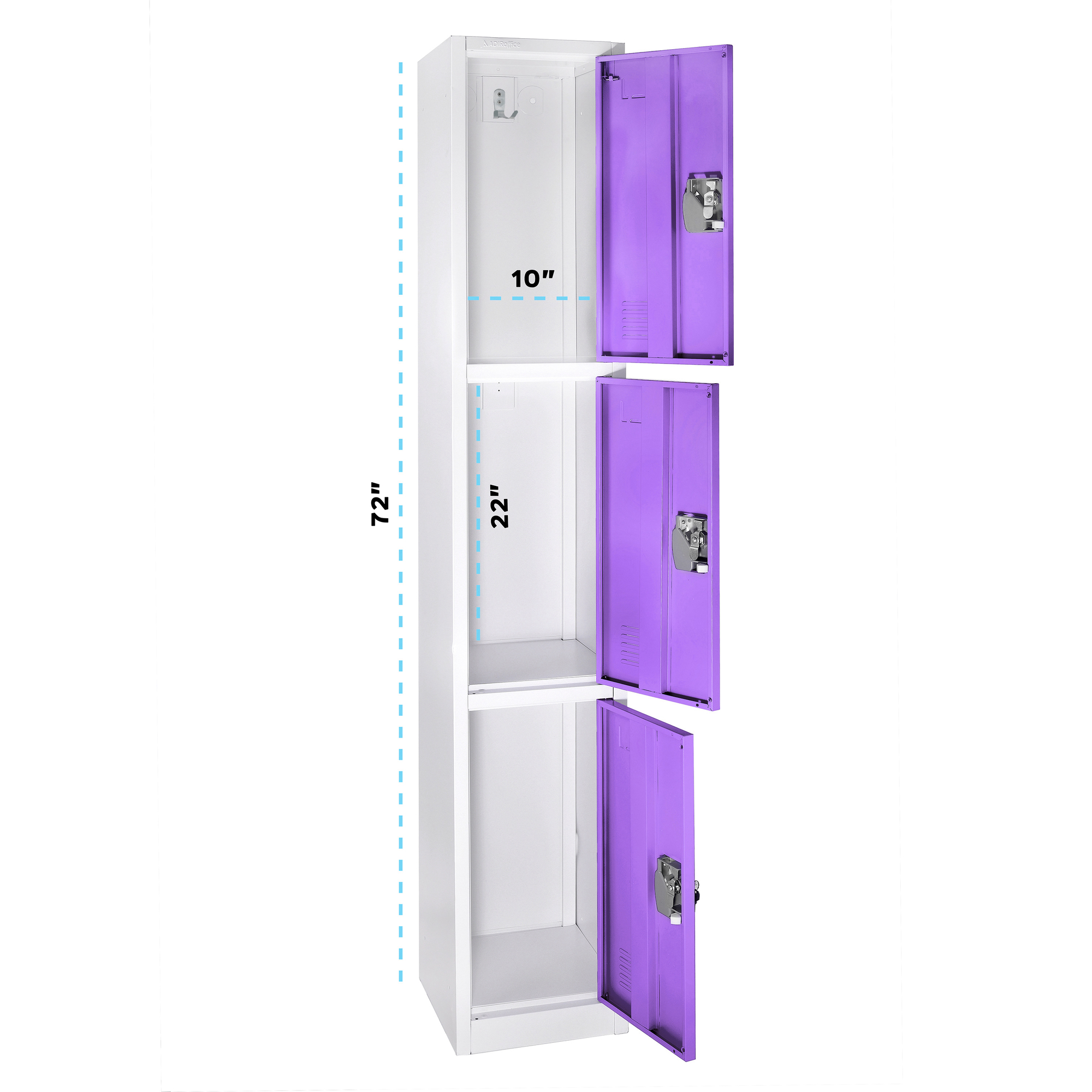 Alpine, 72in.H 3-Tier Steel Locker, Purple, 2-Pack, Height 72 in, Width ...