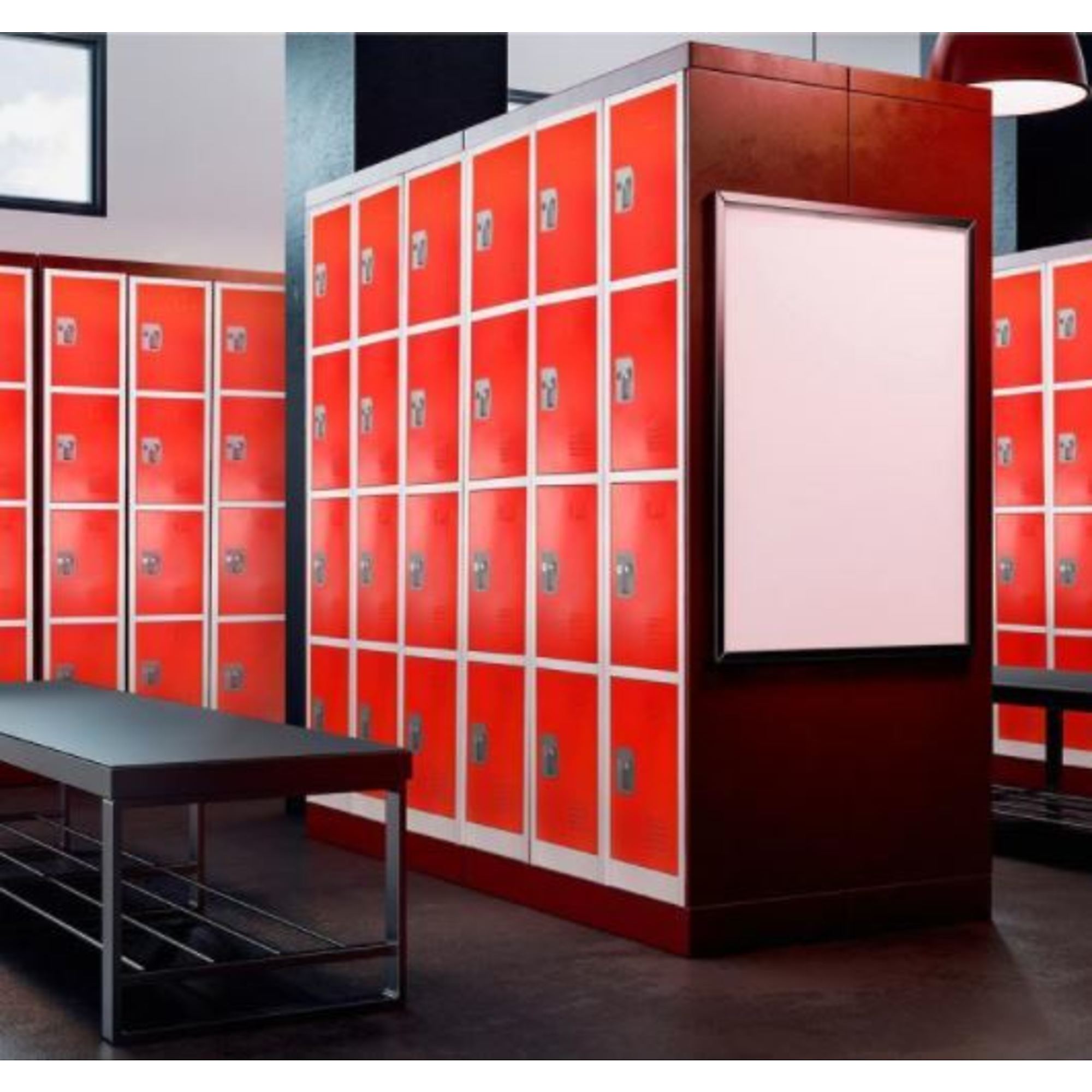 Alpine, 72in.H 4-Tier Steel Storage Locker, Red, Height 72 in, Width 12 ...