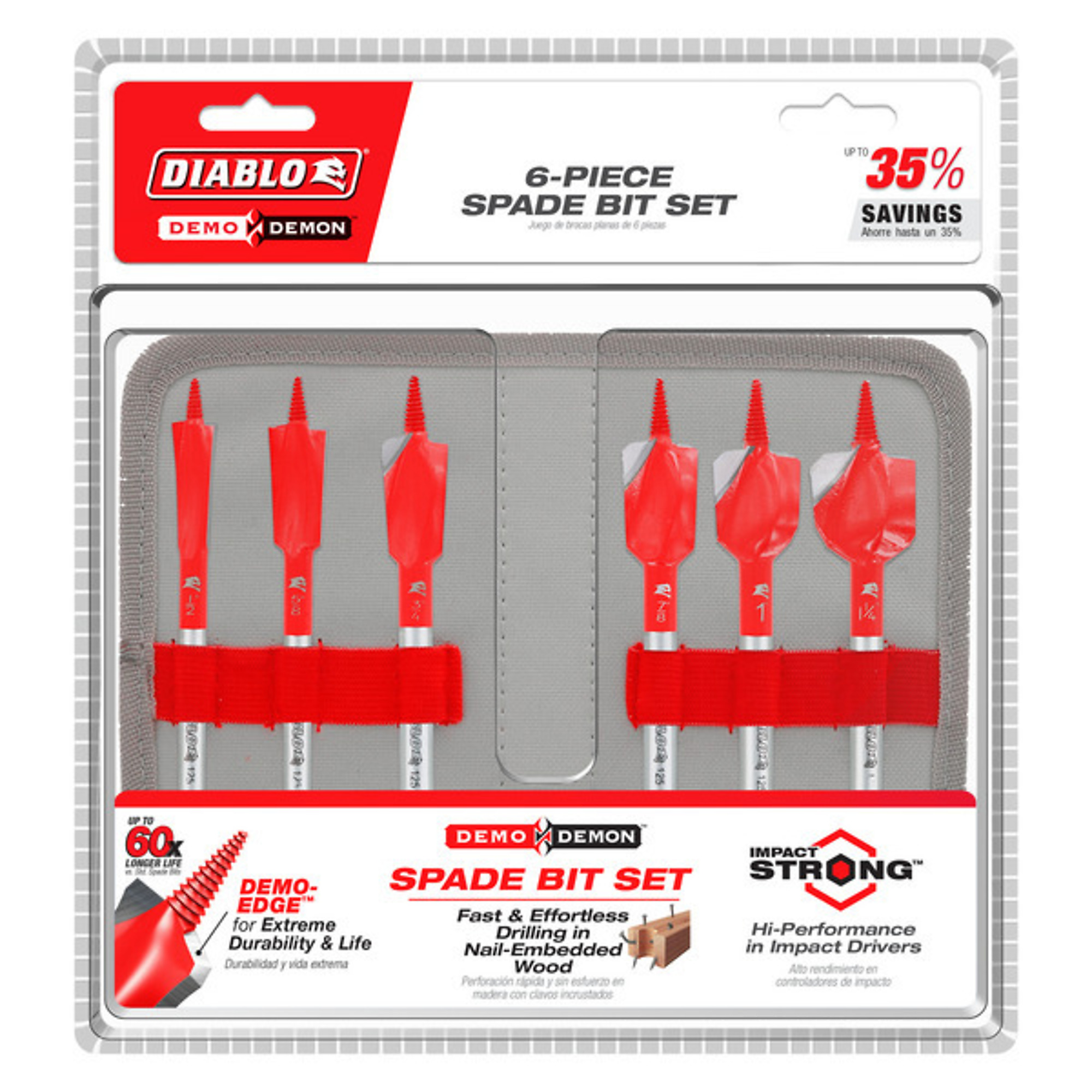 Diablo Tools, 6 pc Spade Bit Set for Nail-Embedded Wood, Size (SAE ...
