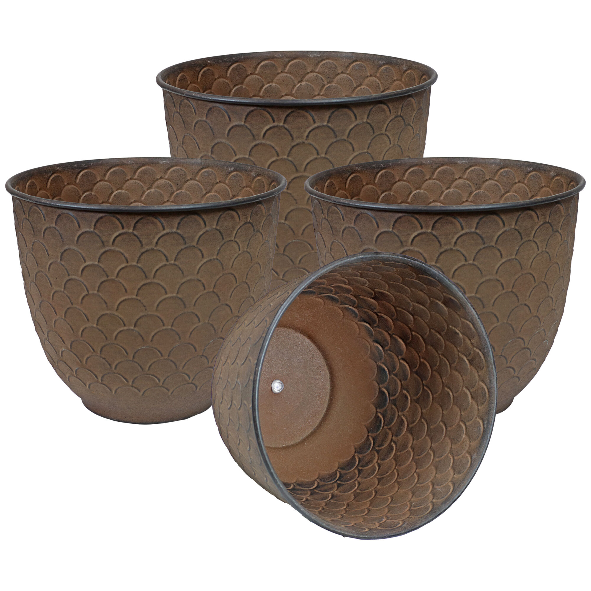 Sunnydaze Decor, Dinah Metal Planter - Matte Brown - 4pk, Container ...
