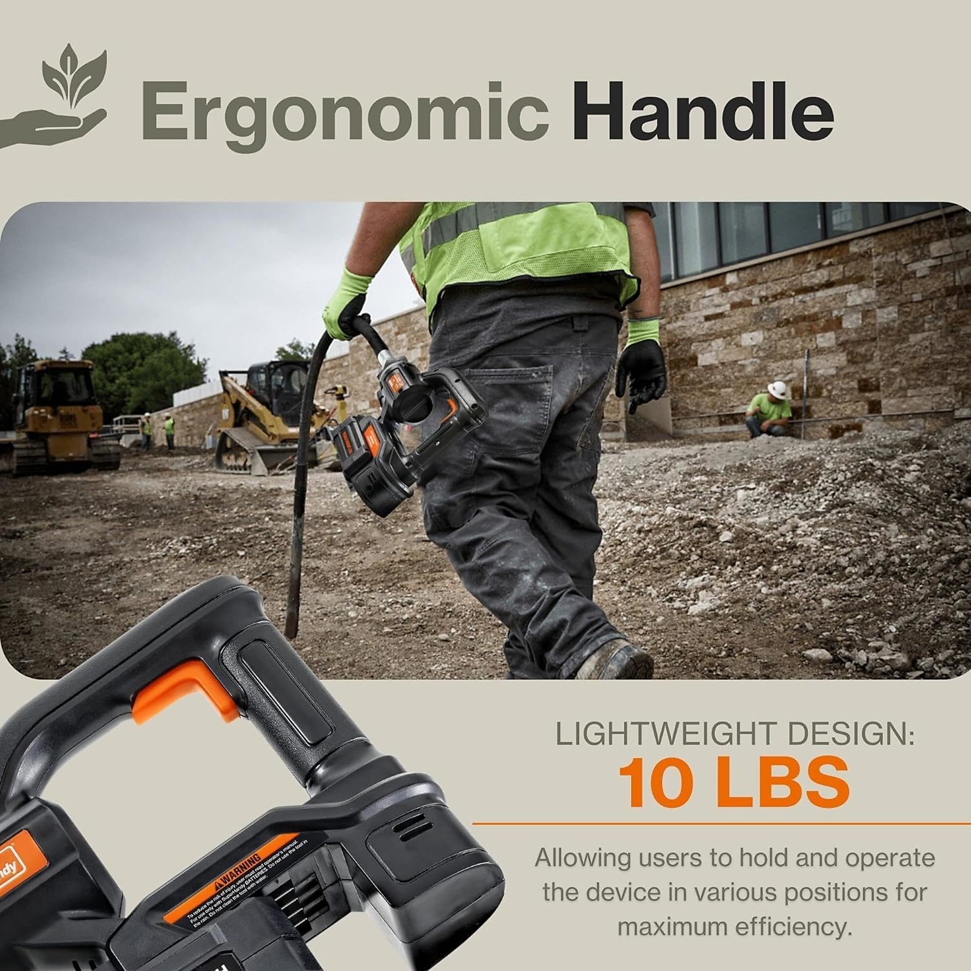 SuperHandy, Concrete Vibrating Power Tool Cordless, Vibrations Per Minute 13000 Model# TRI ...