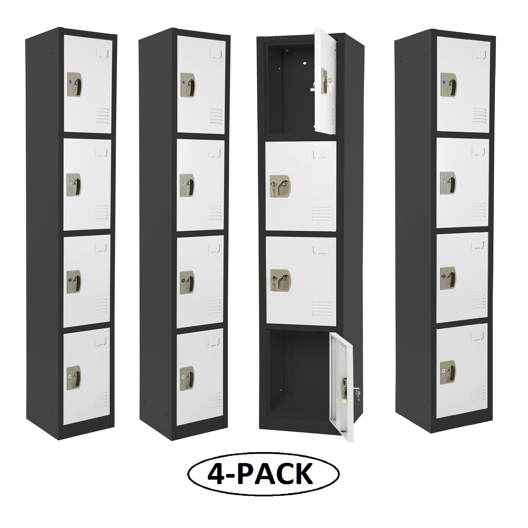 Alpine, 72in.H 4-Tier Steel Storage Locker, Black, 4-Pack, Height 72 in ...