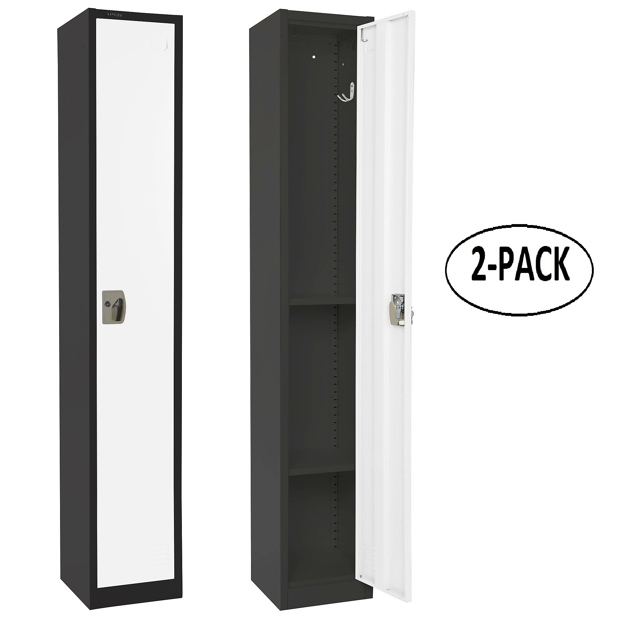 Alpine, 72in.H 1-Tier Steel Storage Locker, Black, 4-Pack, Height 72 in ...