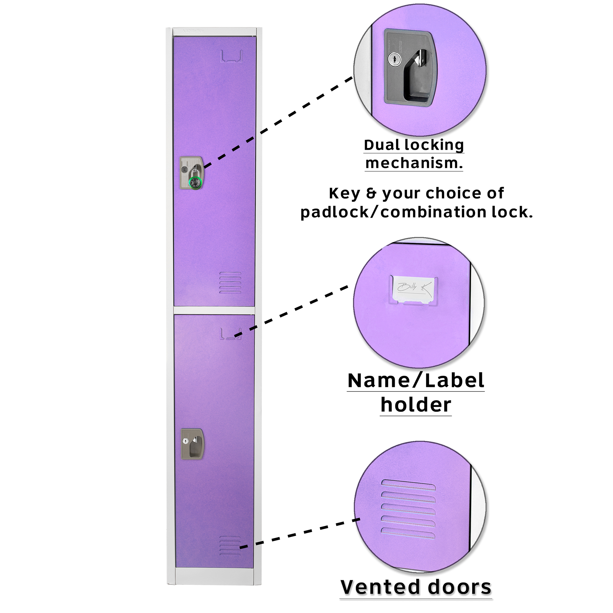 Alpine, 72in.H 2-Tier Steel Locker, Purple, 4-Pack, Height 72 in, Width ...