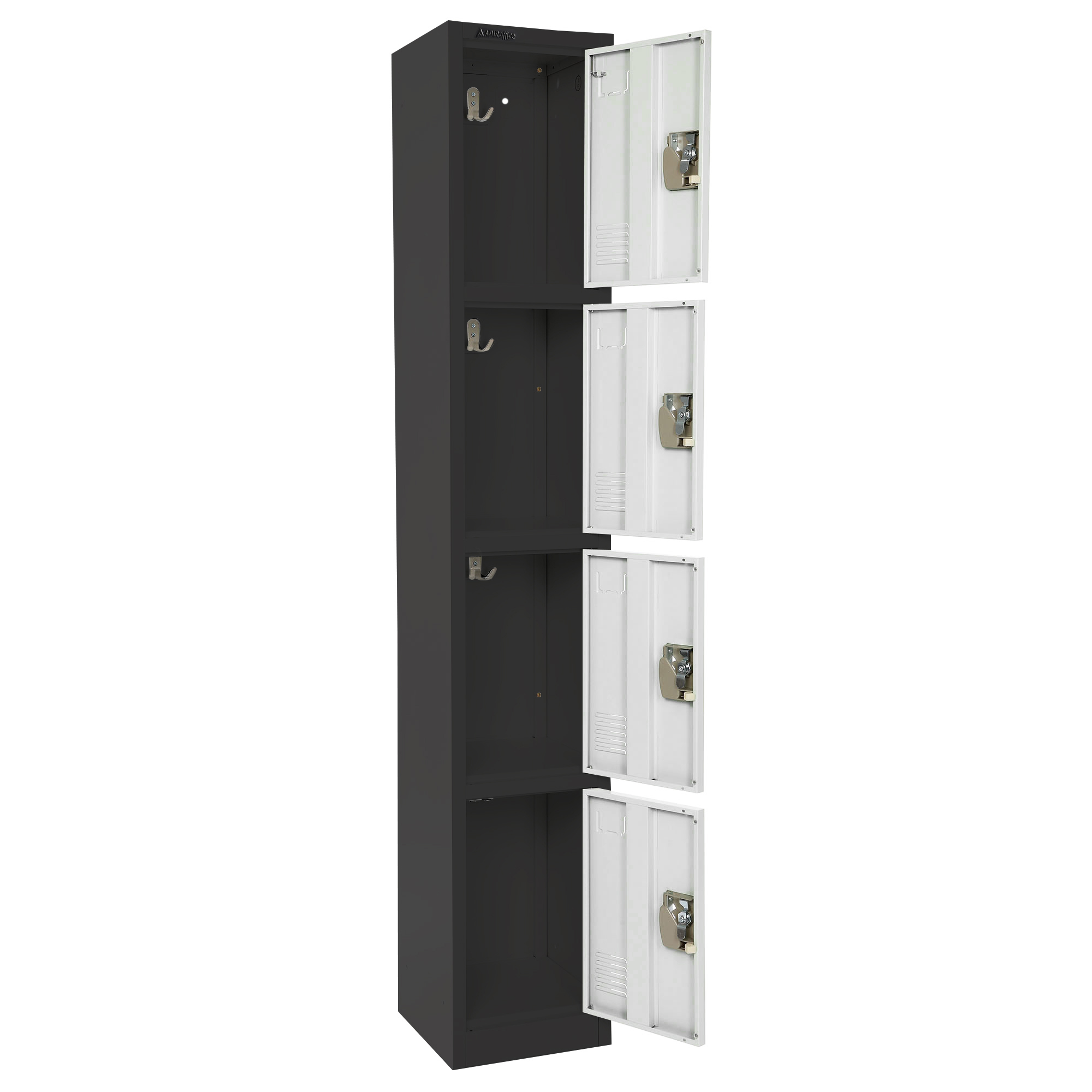 Alpine, 72in.H 4-Tier Steel Storage Locker, Black, 2-Pack, Height 72 in ...