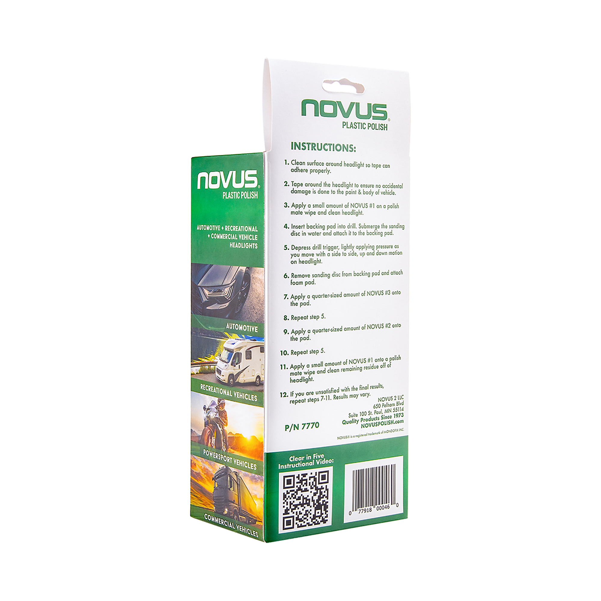 NOVUS, Clear in Five Headlight Restoration Kit, Pad Size 1 in, Model ...