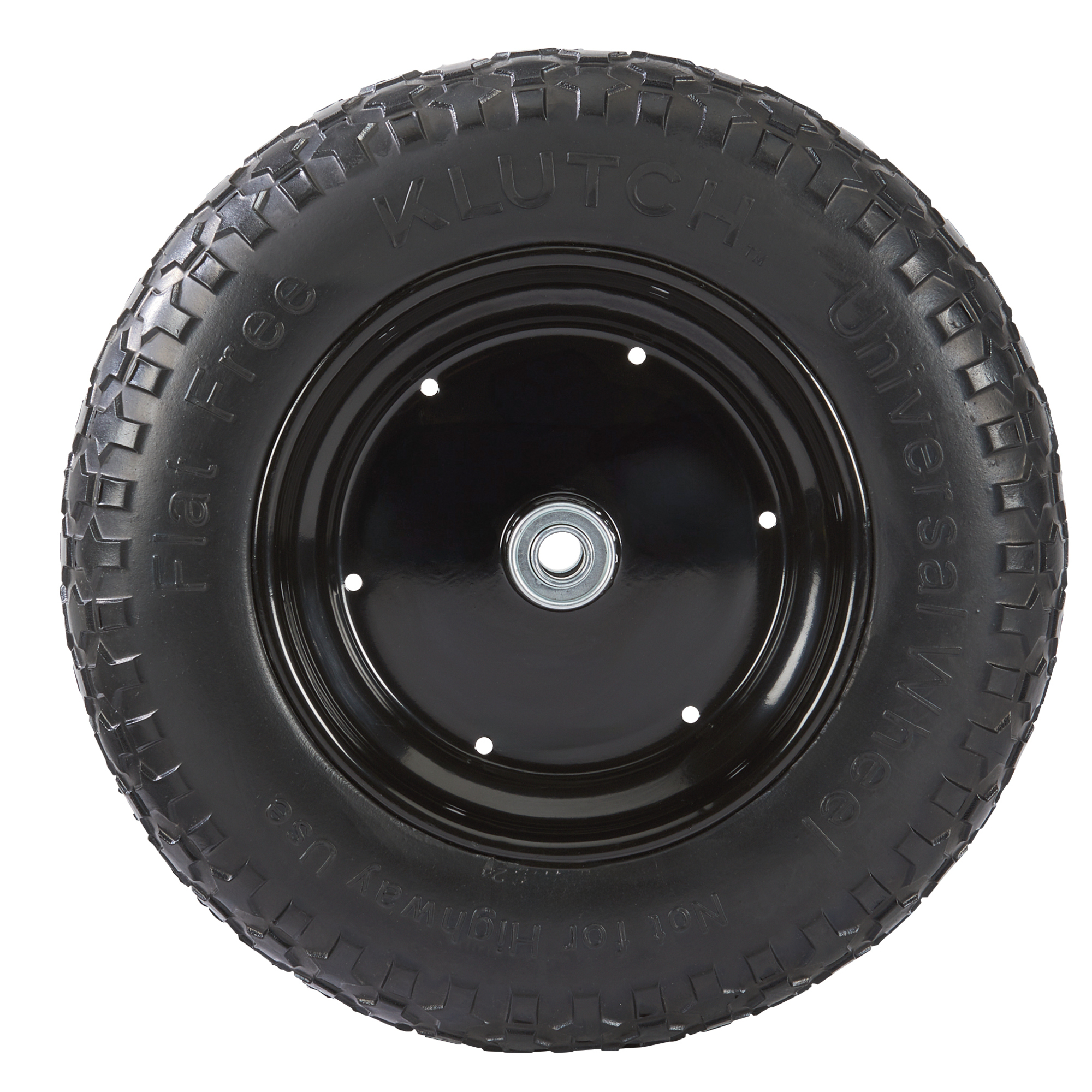 Klutch Flat-Free Universal Wheelbarrow Tire Assembly, 14.5/3.25-8, Stud ...