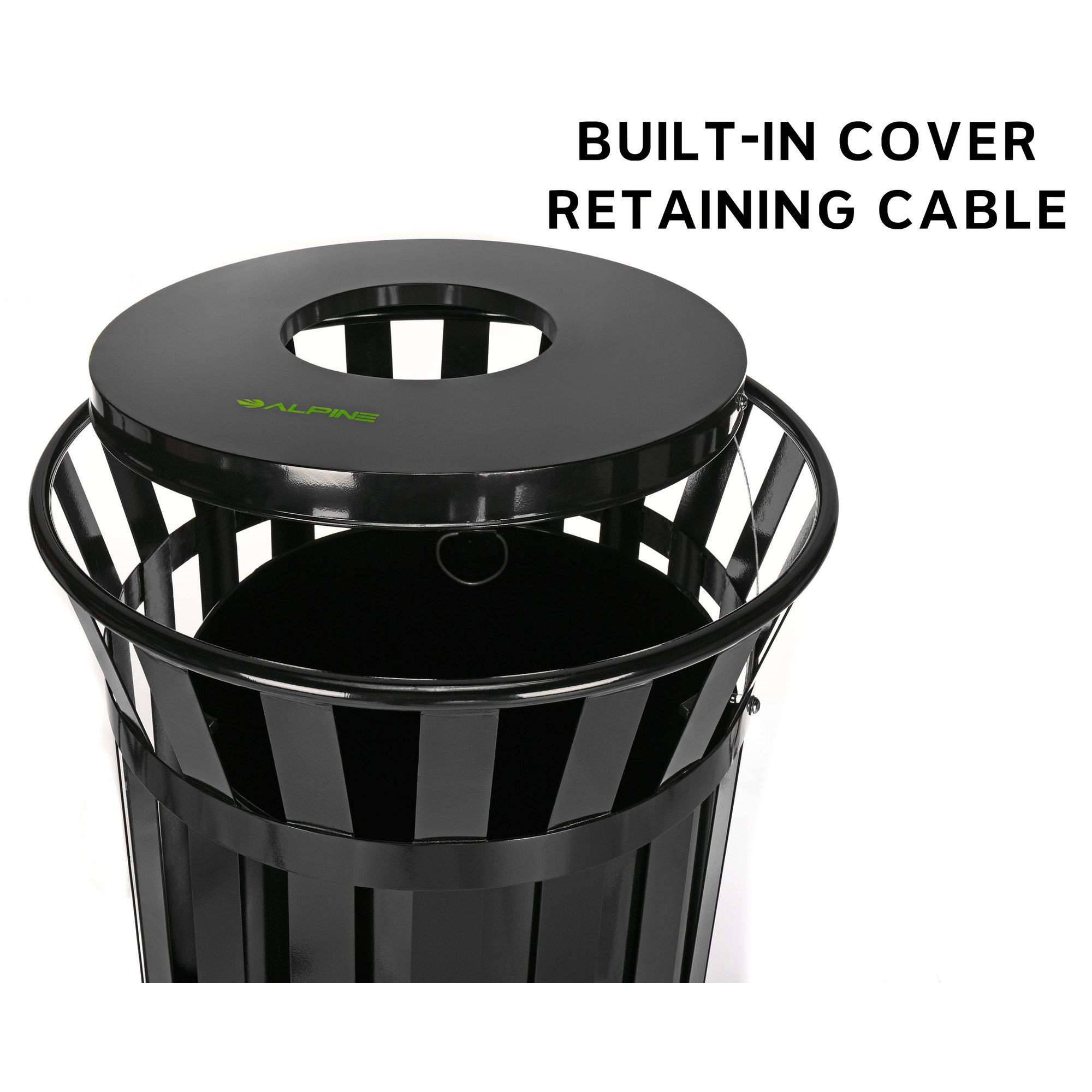 Alpine, Outdoor Metal Waste Receptacle - 38 Gallon Black, Capacity 38 ...