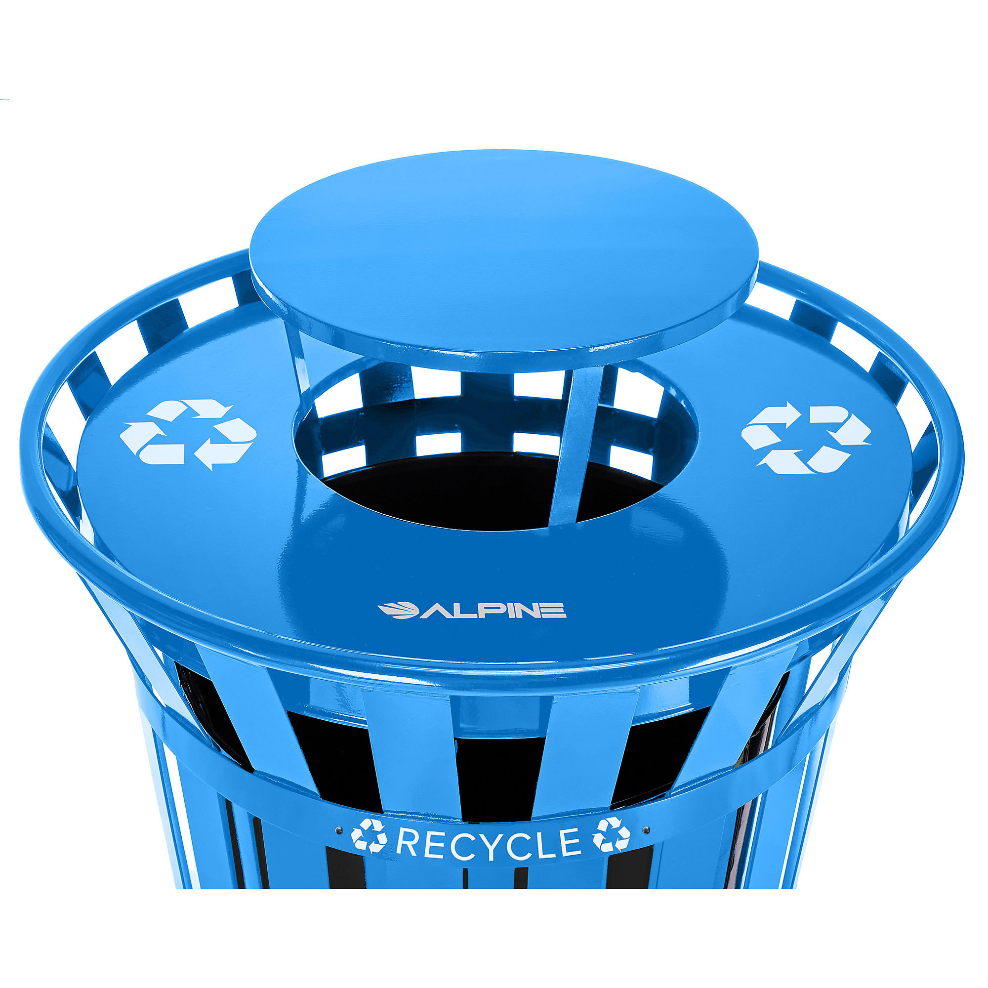 Alpine, 38 Gallon Outdoor Metal Trash Can With Rain Bonnet, Capacity 38 ...