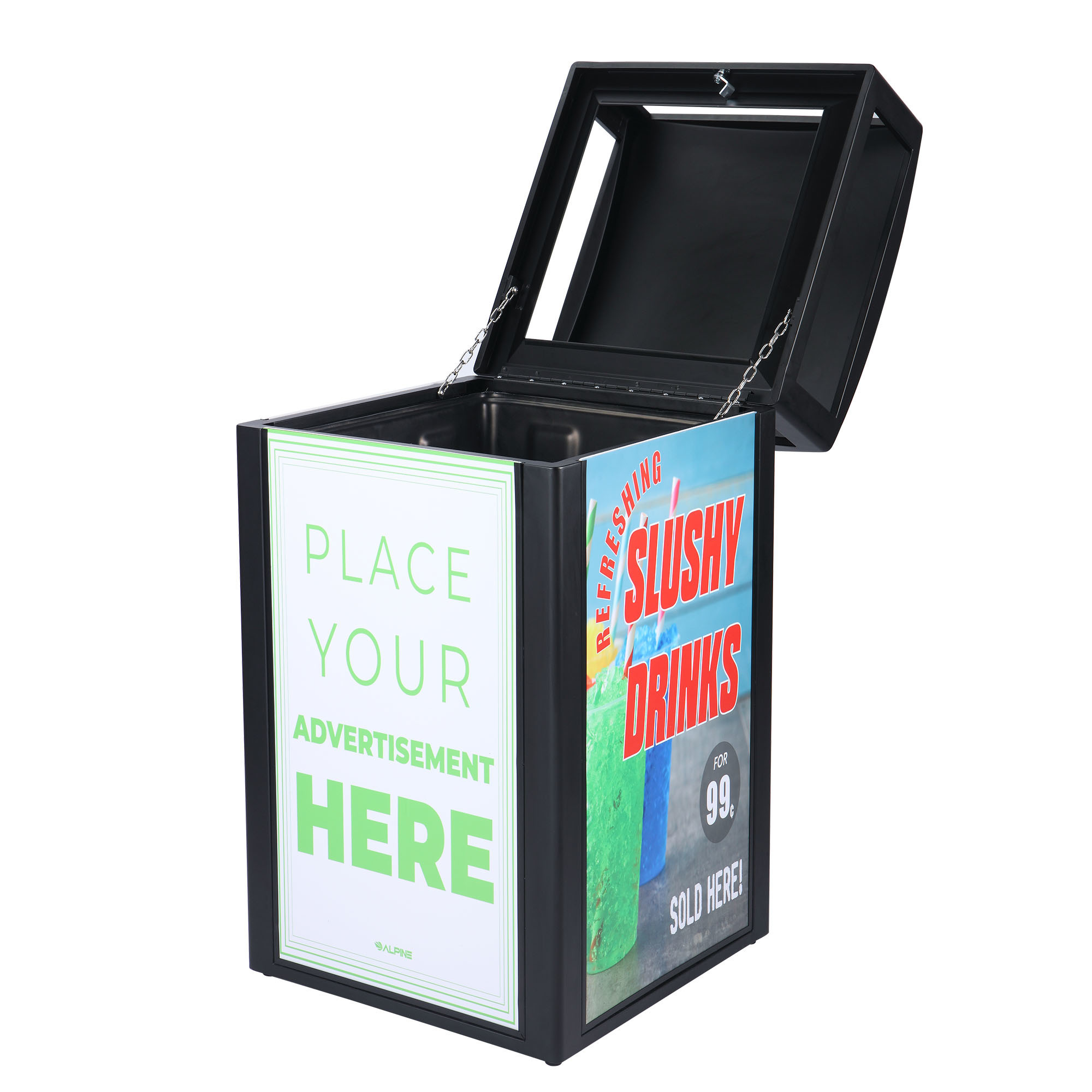 Alpine, 40 Gallon Outdoor Trash Can, With Advertisement, Capacity 40 ...