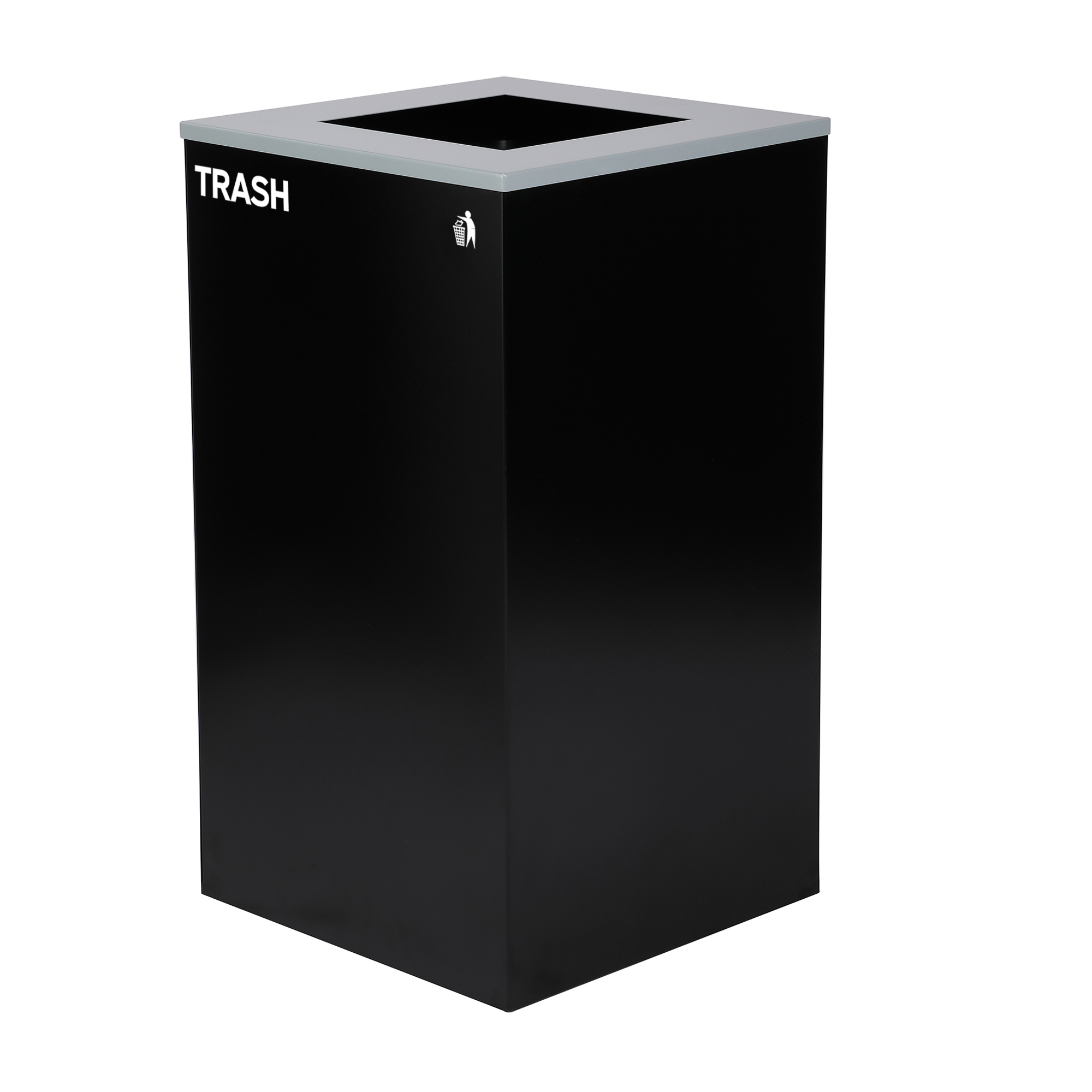 Alpine, 29-Gallon Square Metal Trash Can, Black Bin, Capacity 29 Gal ...