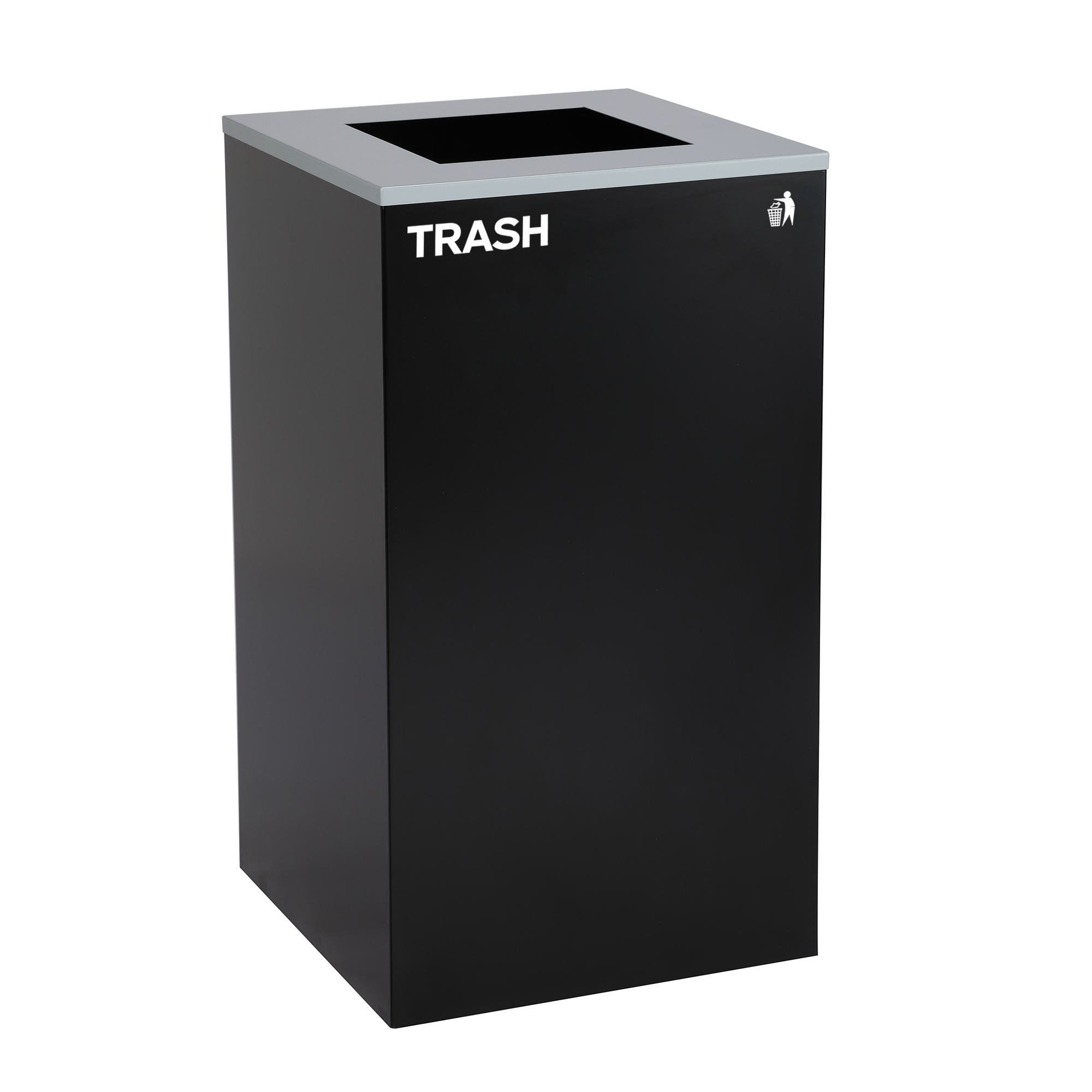 Alpine, 29-Gallon Square Metal Trash Can, Black Bin, Capacity 29 Gal ...
