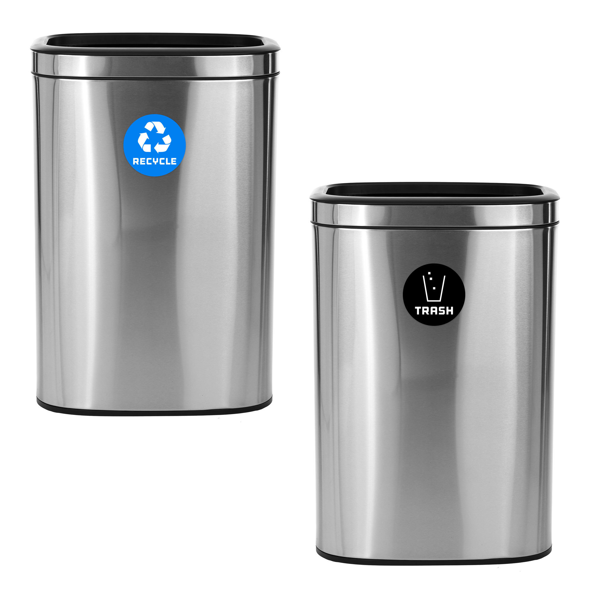 Alpine, 21 Gallon Stainless Recycling Trash Can Station, Capacity 21 ...