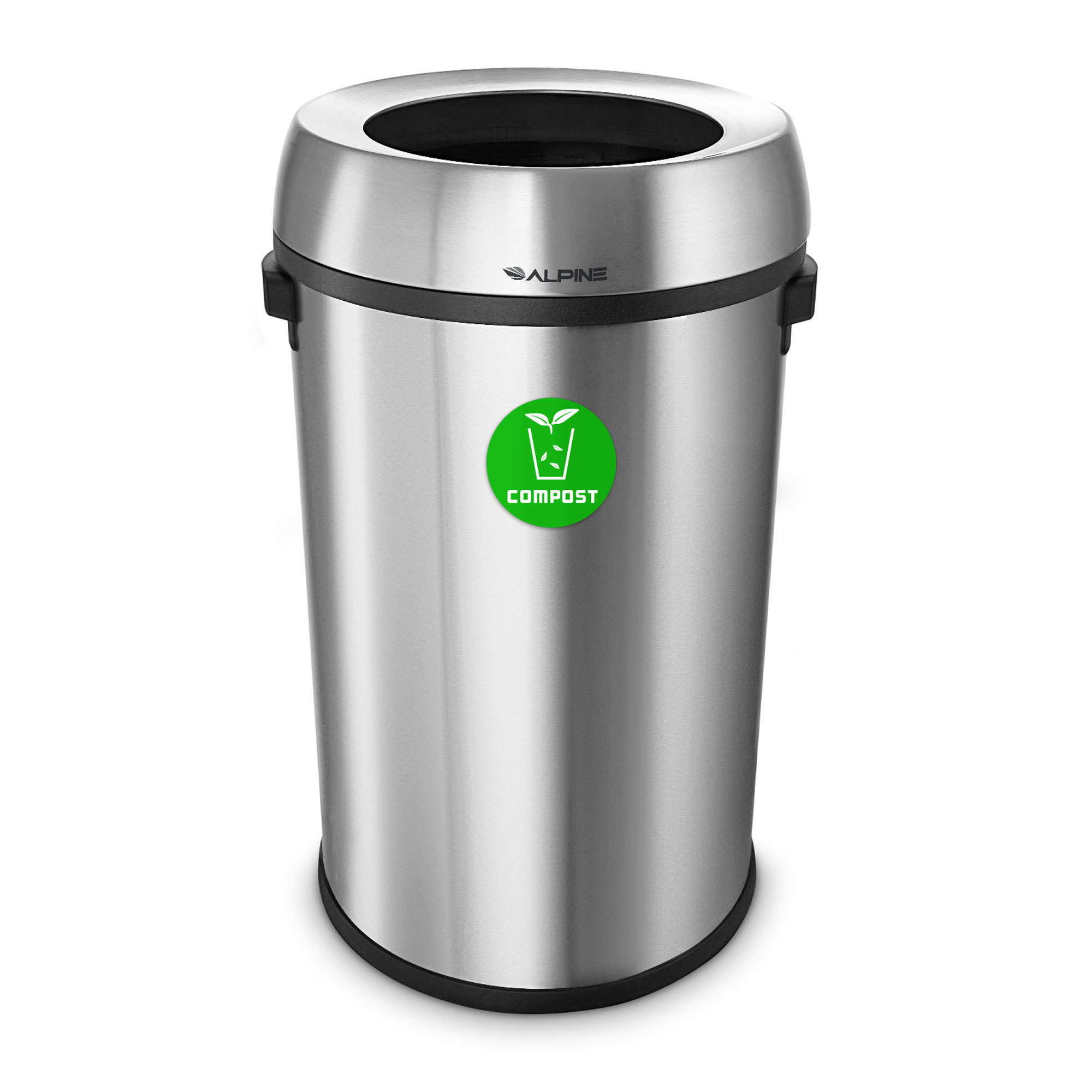 Alpine, 17-Gallon Stainless Steel Compost Trash Can, Capacity 17 Gal ...
